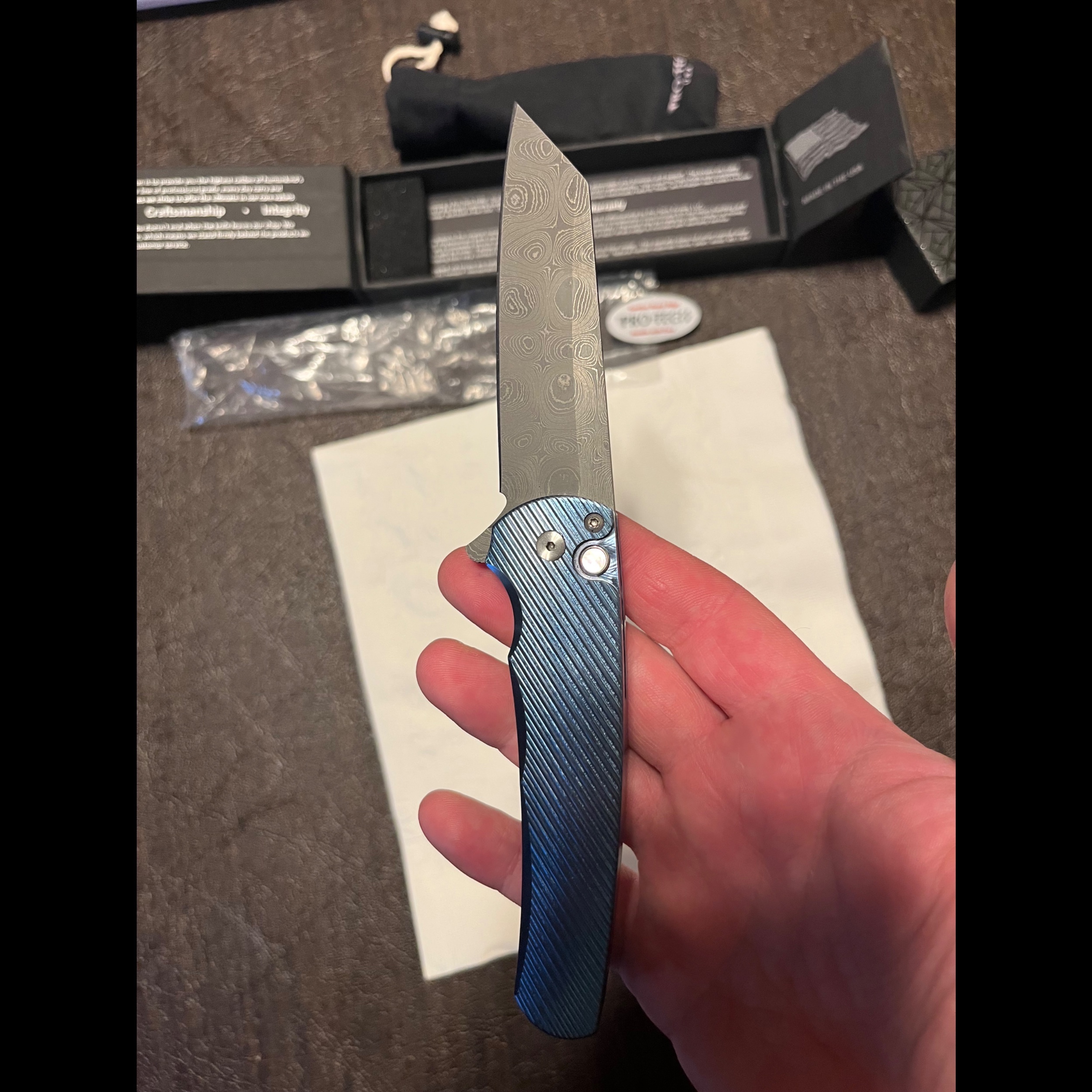 Bladebinge - ProTech Malibu Custom In Damascus Titanium
