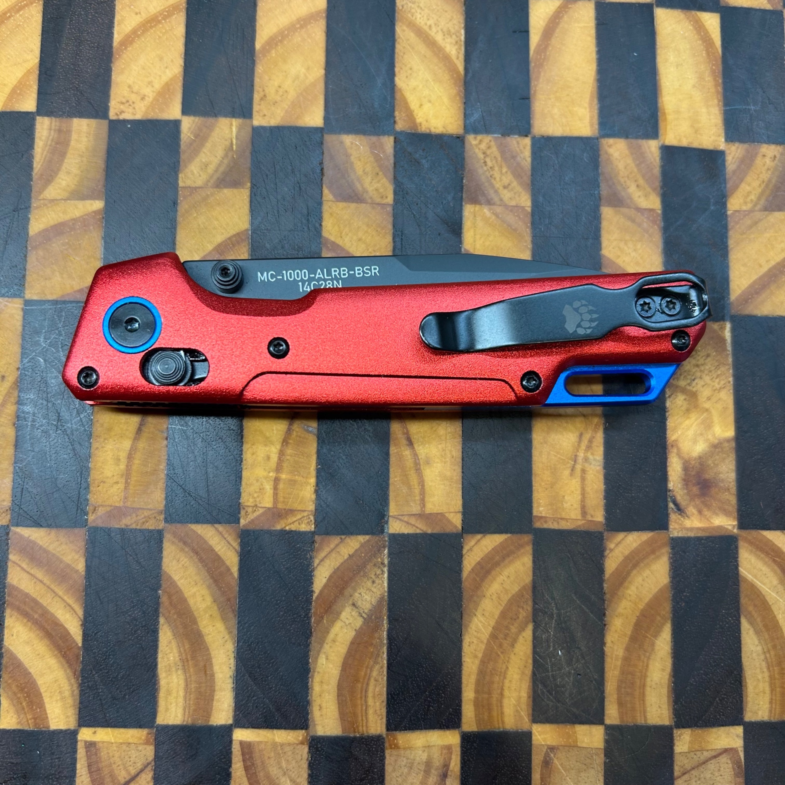 Bladebinge - BEAR OPS NEKEMA, SERRATED DLC 14C28N RED ALUMINUM - USA $94