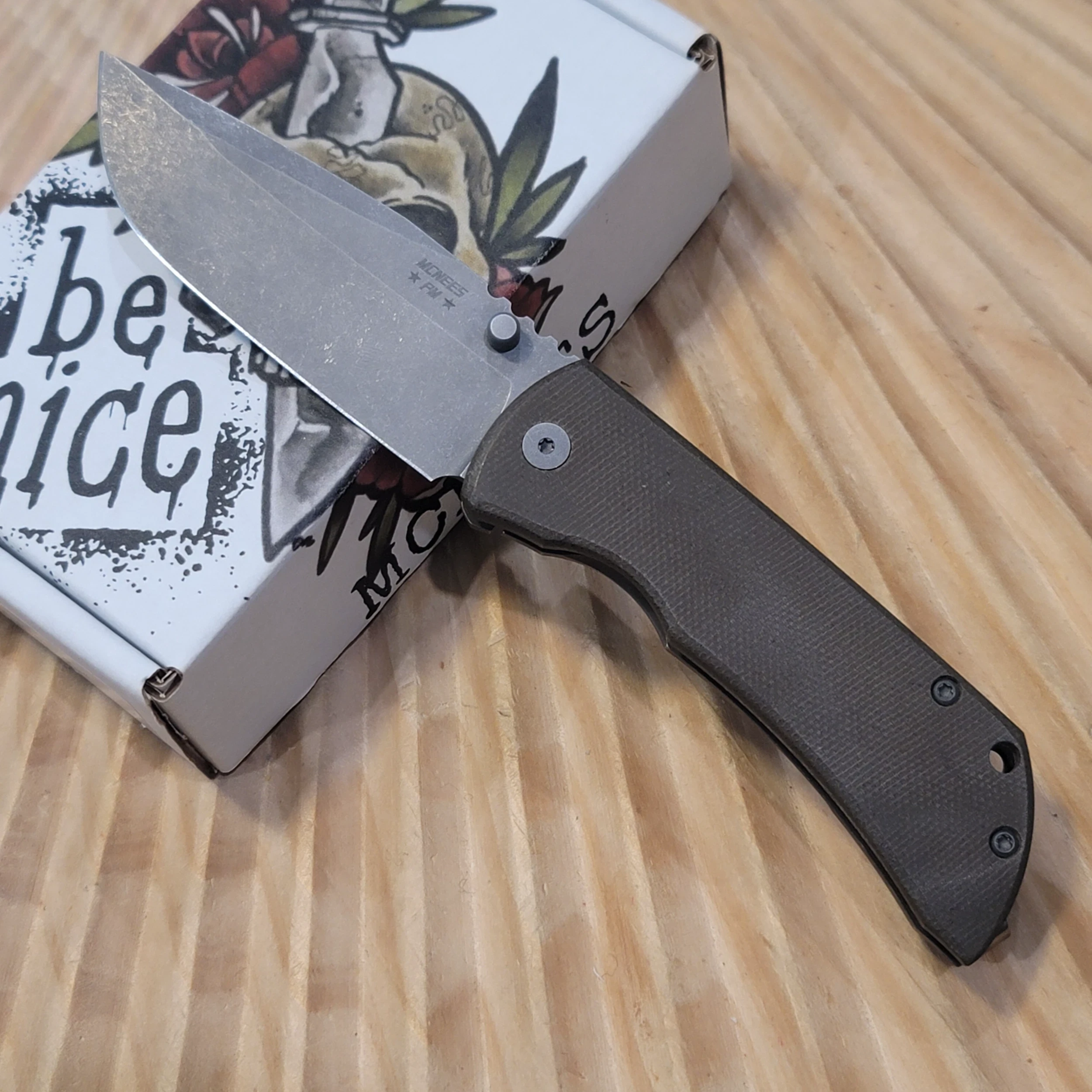 Bladebinge - Mcnees PM Mac 2 3.5 G2 F Atomic Green Micarta / USA Flag + LNW
