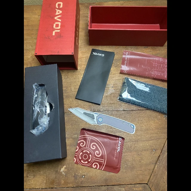 Bladebinge - Cavol Denka Linerlock Black Titanium Folding Bohler M390 NEW