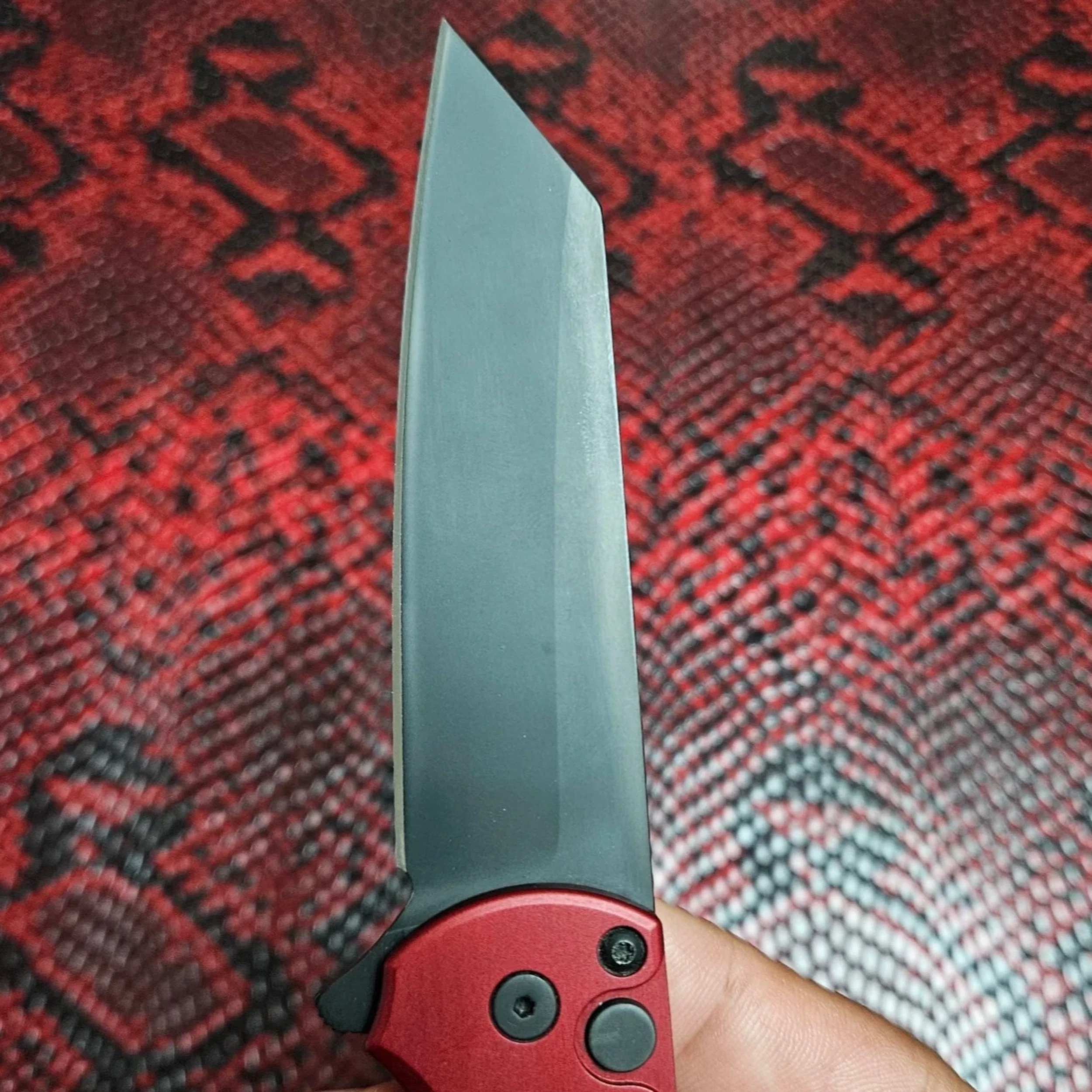 Bladebinge - Protech Malibu PVK MRT 1 RED Reverse Tanto Flipper DLC CPM-3V Blade Smooth Red ...