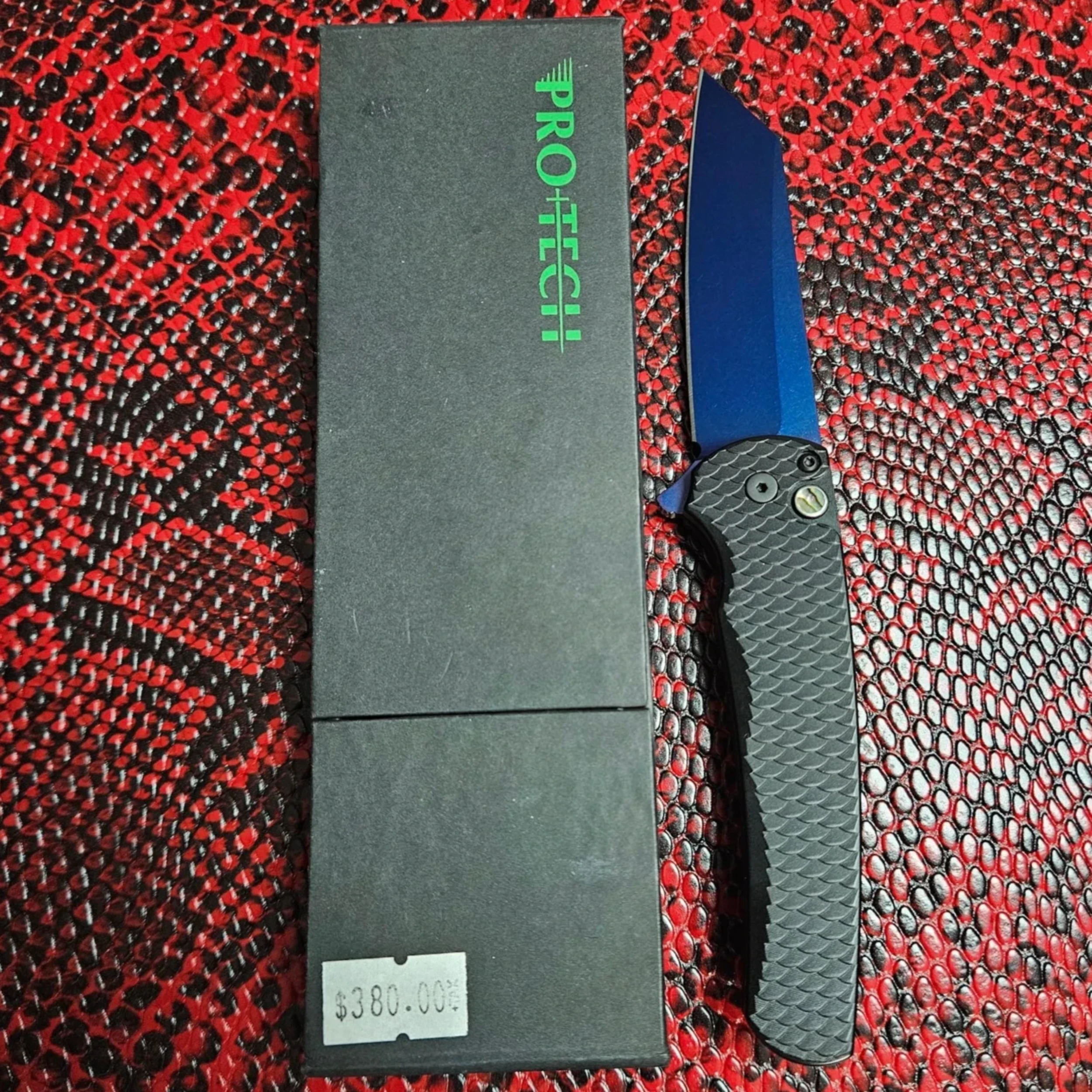 Bladebinge - Pro-Tech Malibu Reverse Tanto Button Lock Knife Dragon Scale (3.3" Sapphire)