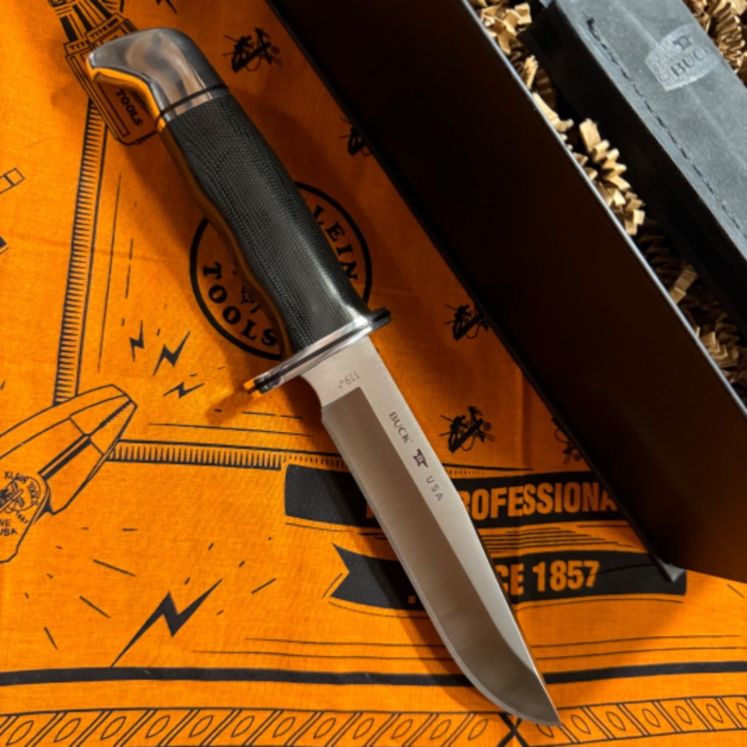 Bladebinge - BOS Magnacut Buck 119 Special Stealth run with Straight Clip point blade=one of 1000