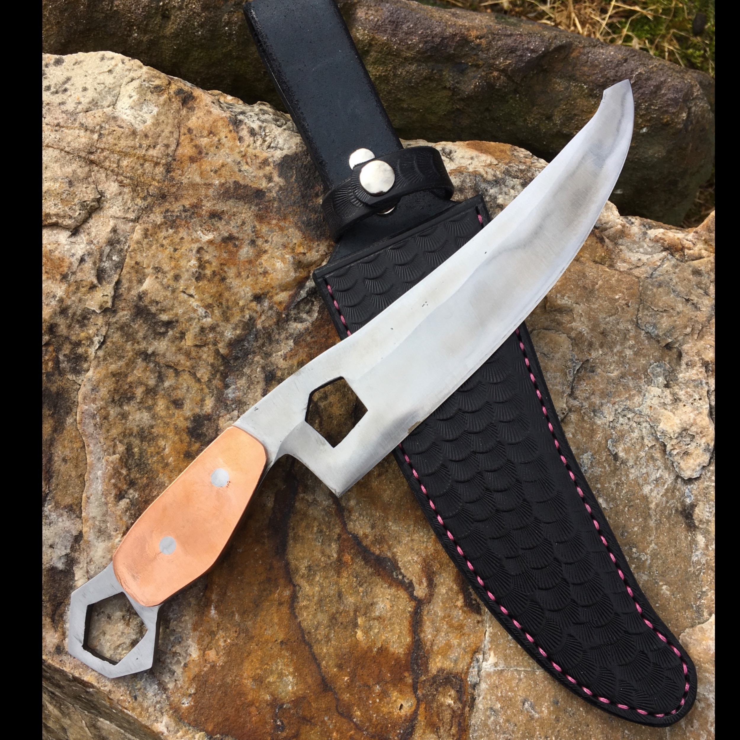 Bladebinge - Hand Forged Fantasy Knife 7” Clip Point Blade w/ Copper ...