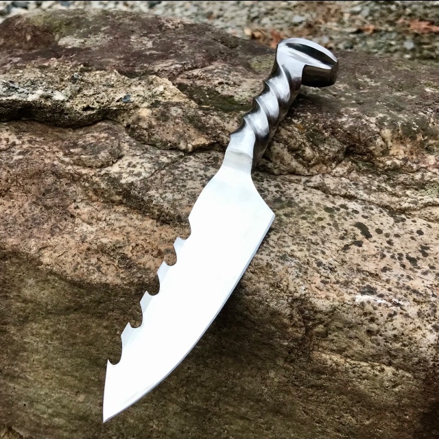 Bladebinge - Hand Forged Railroad Spike Knife 4.5” Serrated Blade With ...