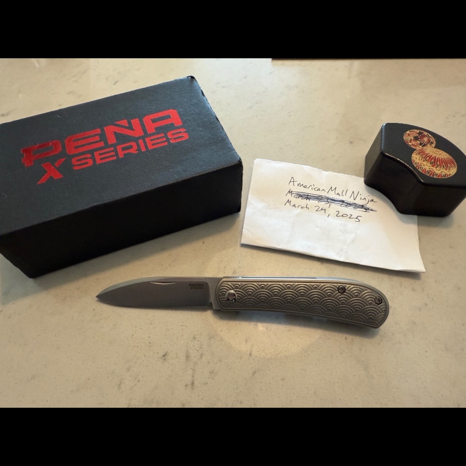 Bladebinge - Urban EDC Supply Peña X-Series Zulu M390 Seigaiha Milled Titanium