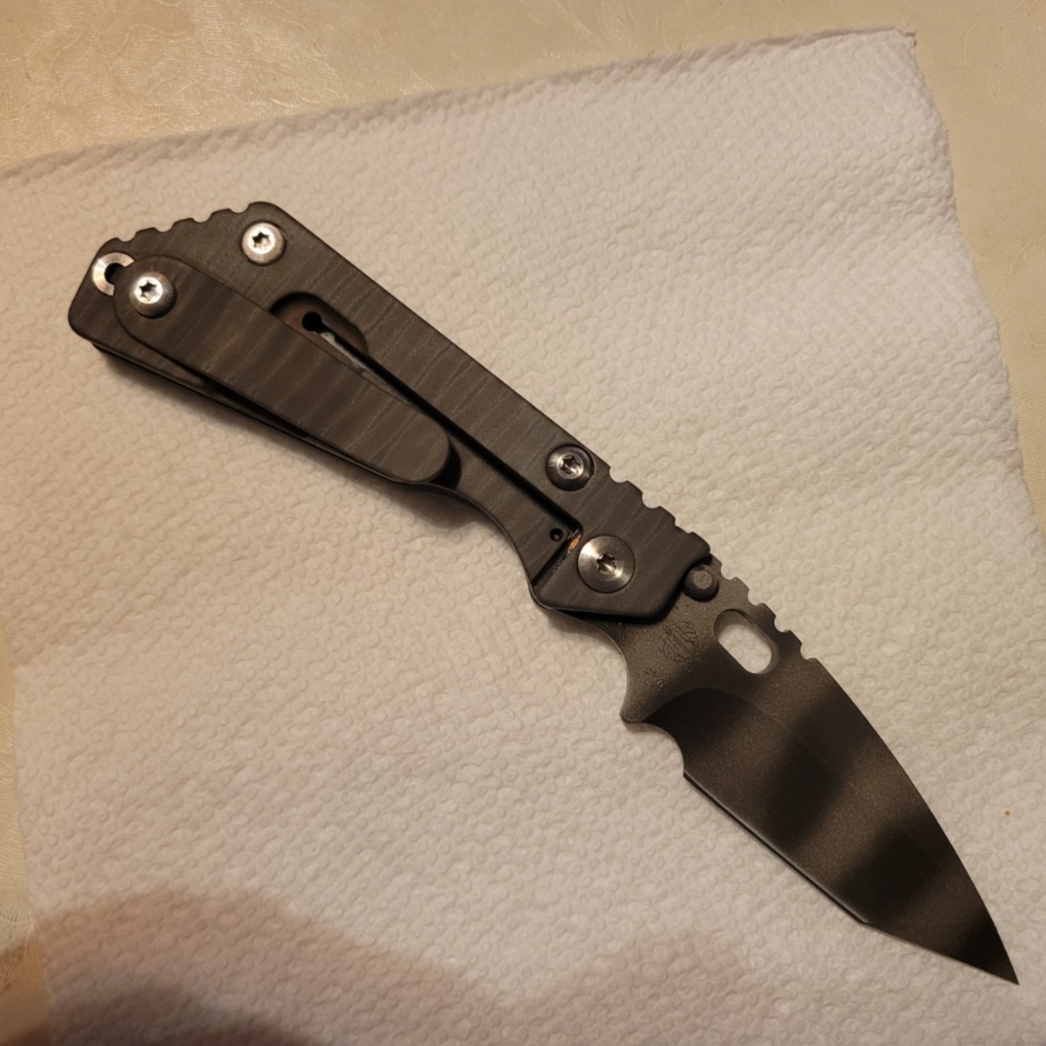 Bladebinge - M. Strider PT Tanto Flamed Titanium and Tiger Stripe Blade