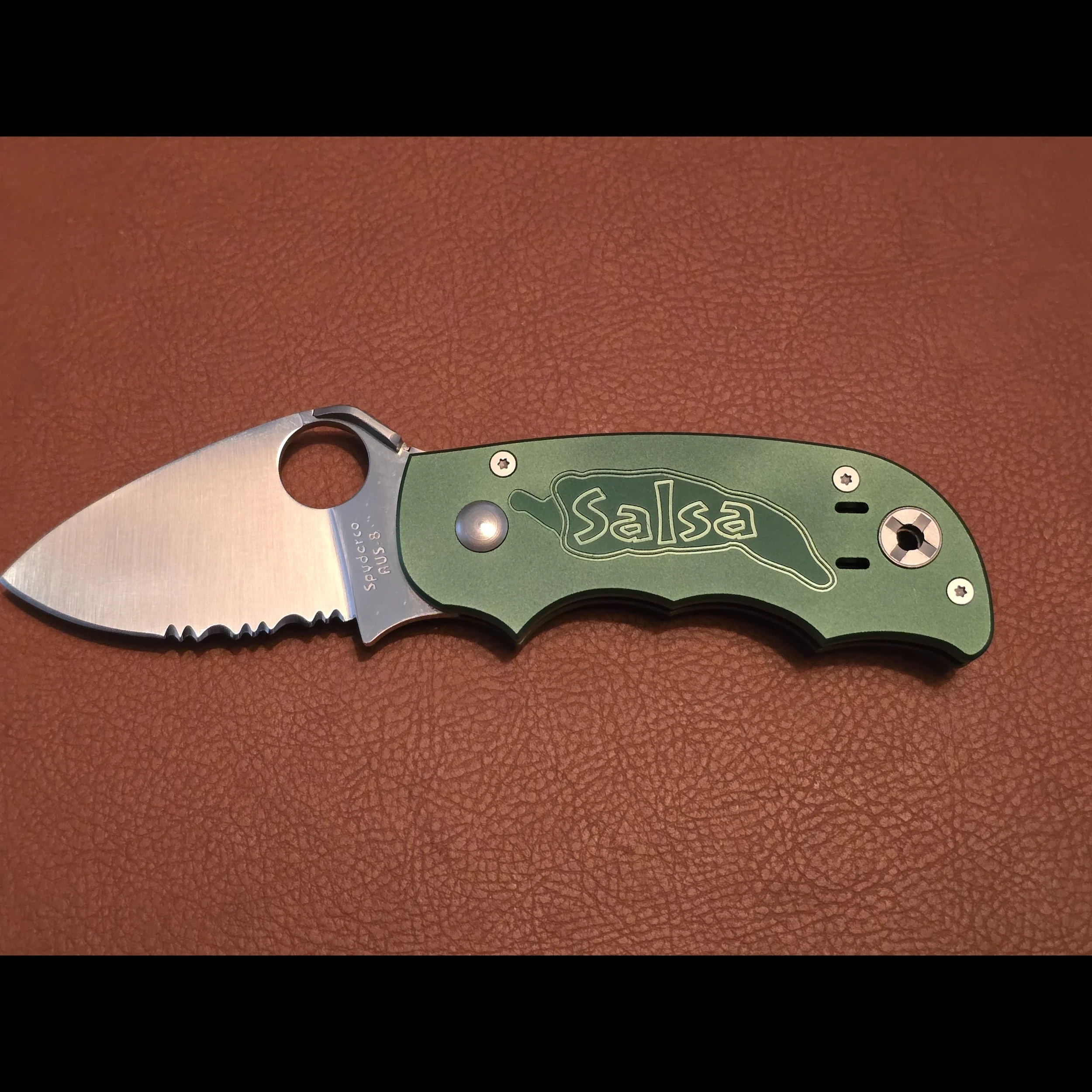 Bladebinge - Spyderco C71GRPS Green Salsa Rare Discontinued AUS-8 ...
