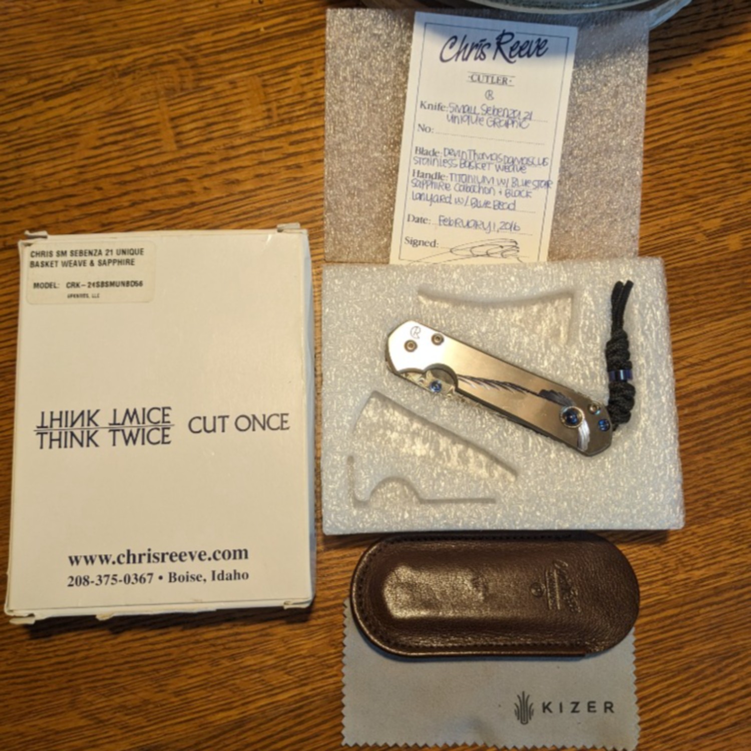 Bladebinge - Chris Reeves Sebenza 21, Unique graphic, Damascus