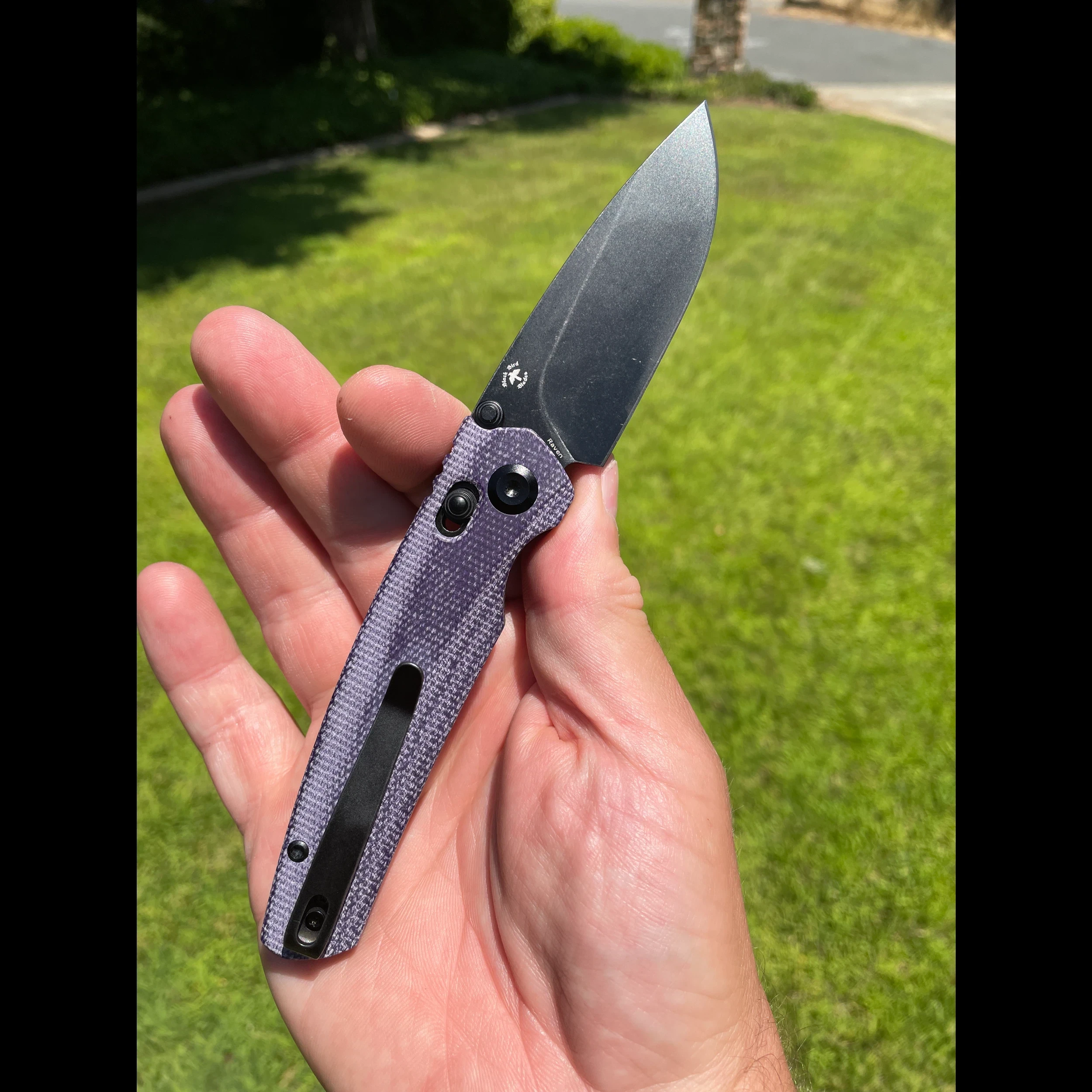 Bladebinge - Tenable Raven - Cross Bar Lock - Purple Micarta