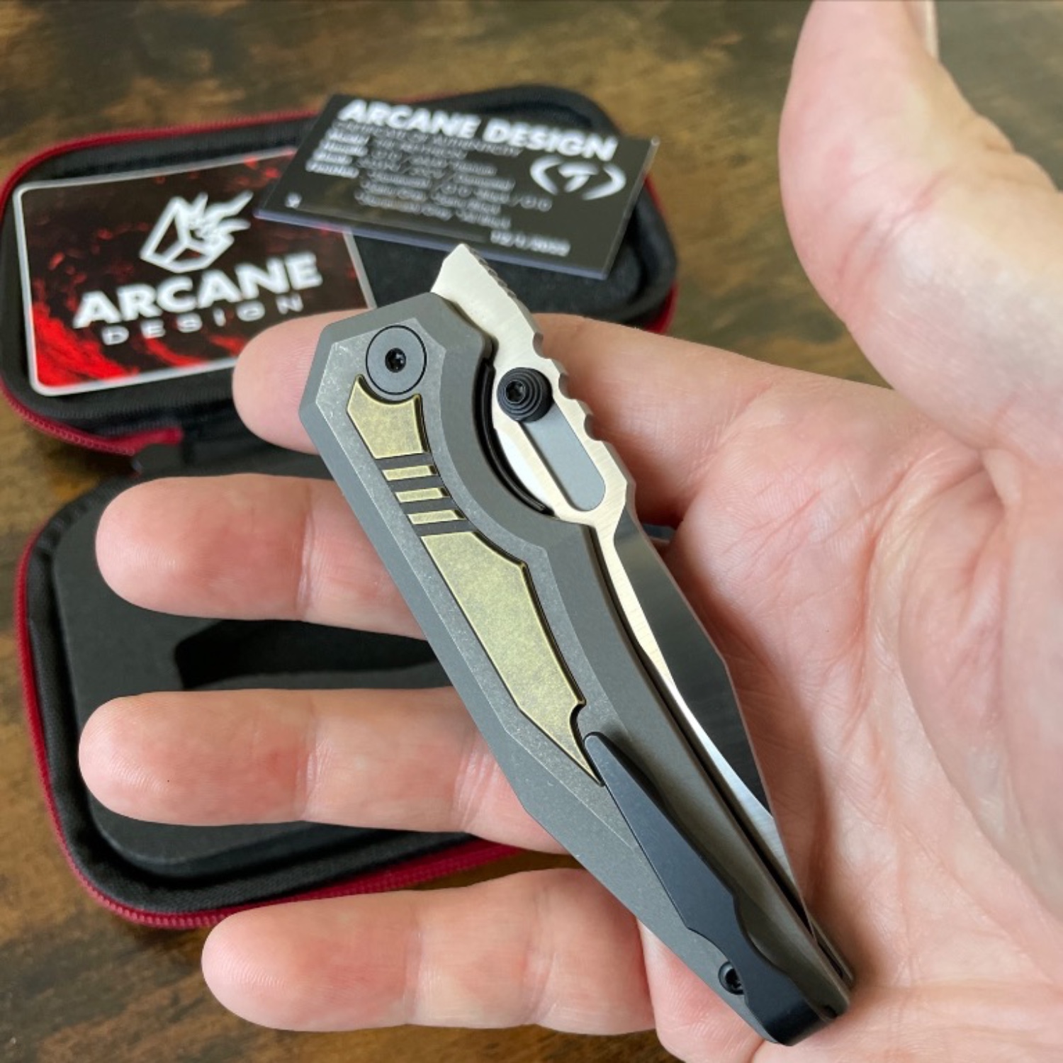 Bladebinge - Arcane Design EXCLUSIVE Preytheon Titanium Brass Knife ...