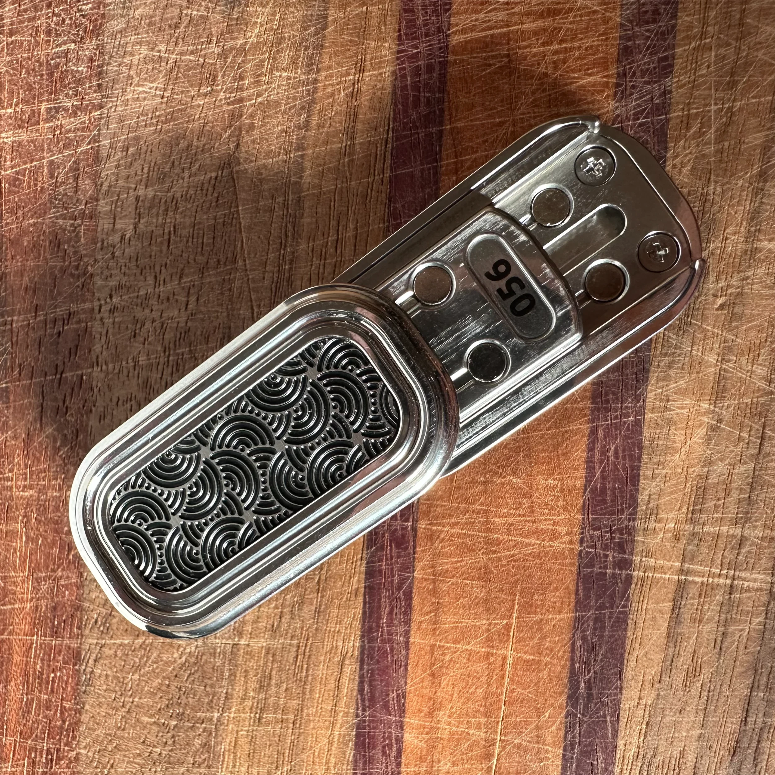 Bladebinge - Zero One EDC 01EDC Haptic Fidget Slider Seigaiha - Aged Stainless