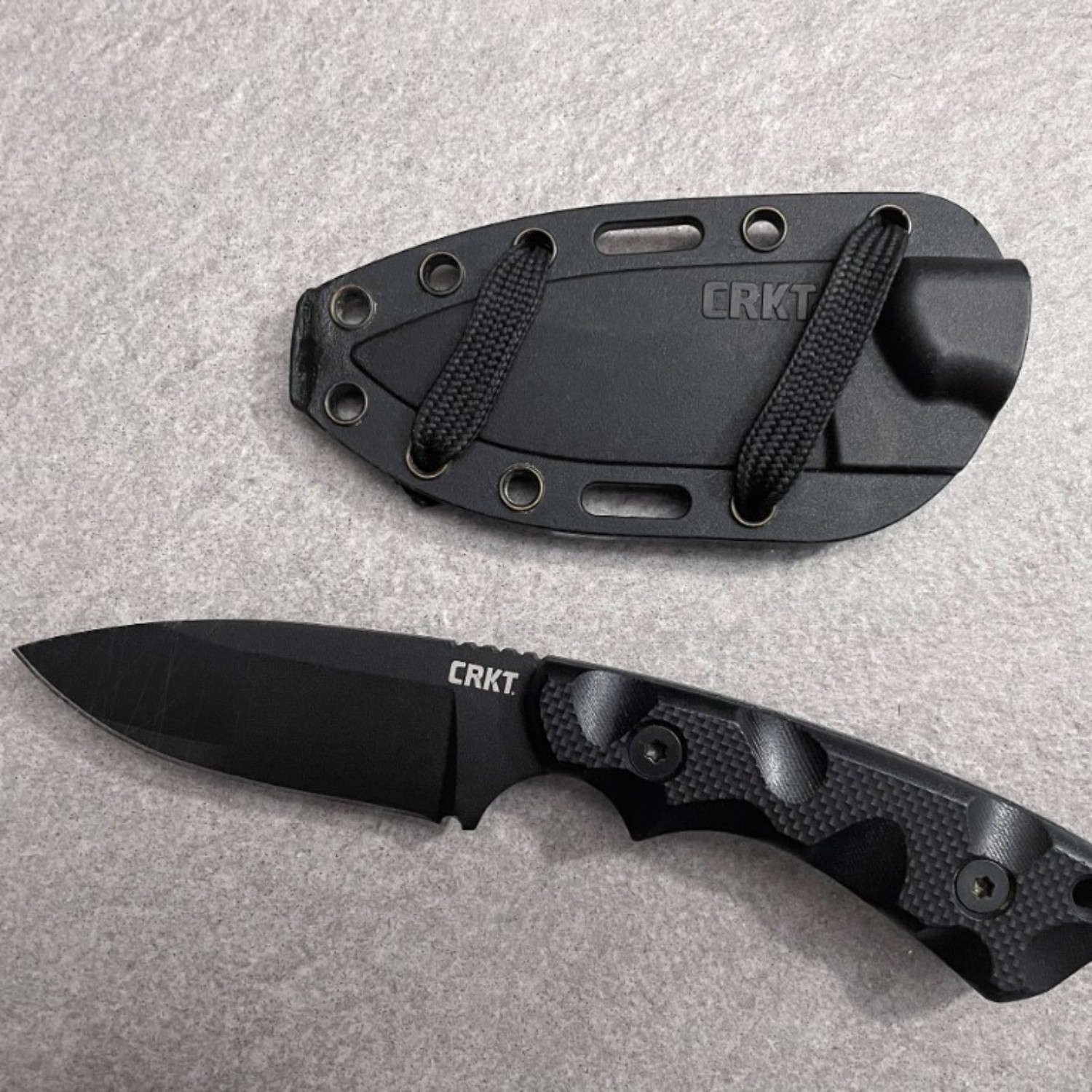 Bladebinge - CRKT SIWI Fixed Blade Knife Black, Carbon Steel Blade Nylon Sheath Case 2082 G10