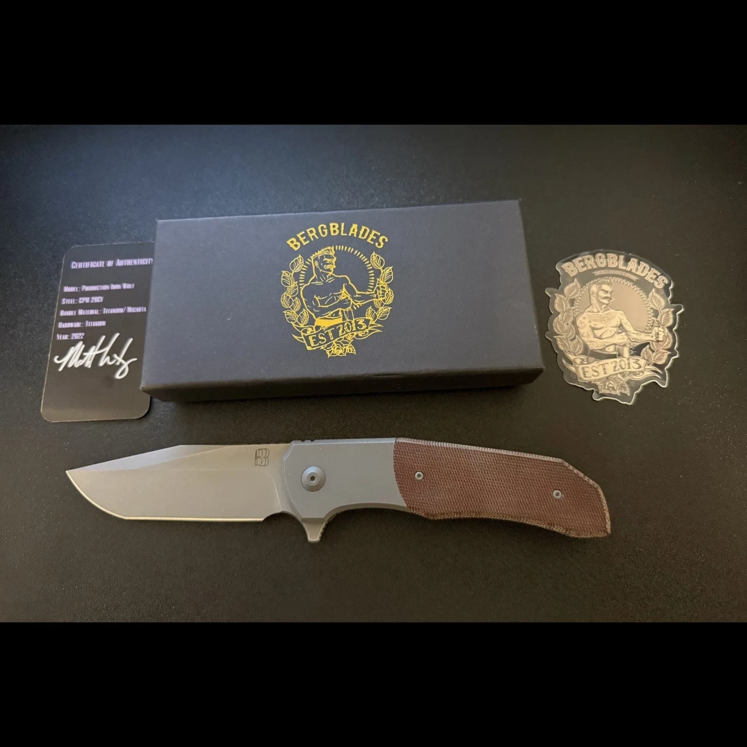 Bladebinge - Berg Blades Iron Wolf Knife Stonewashed 20CV 3.875 ...