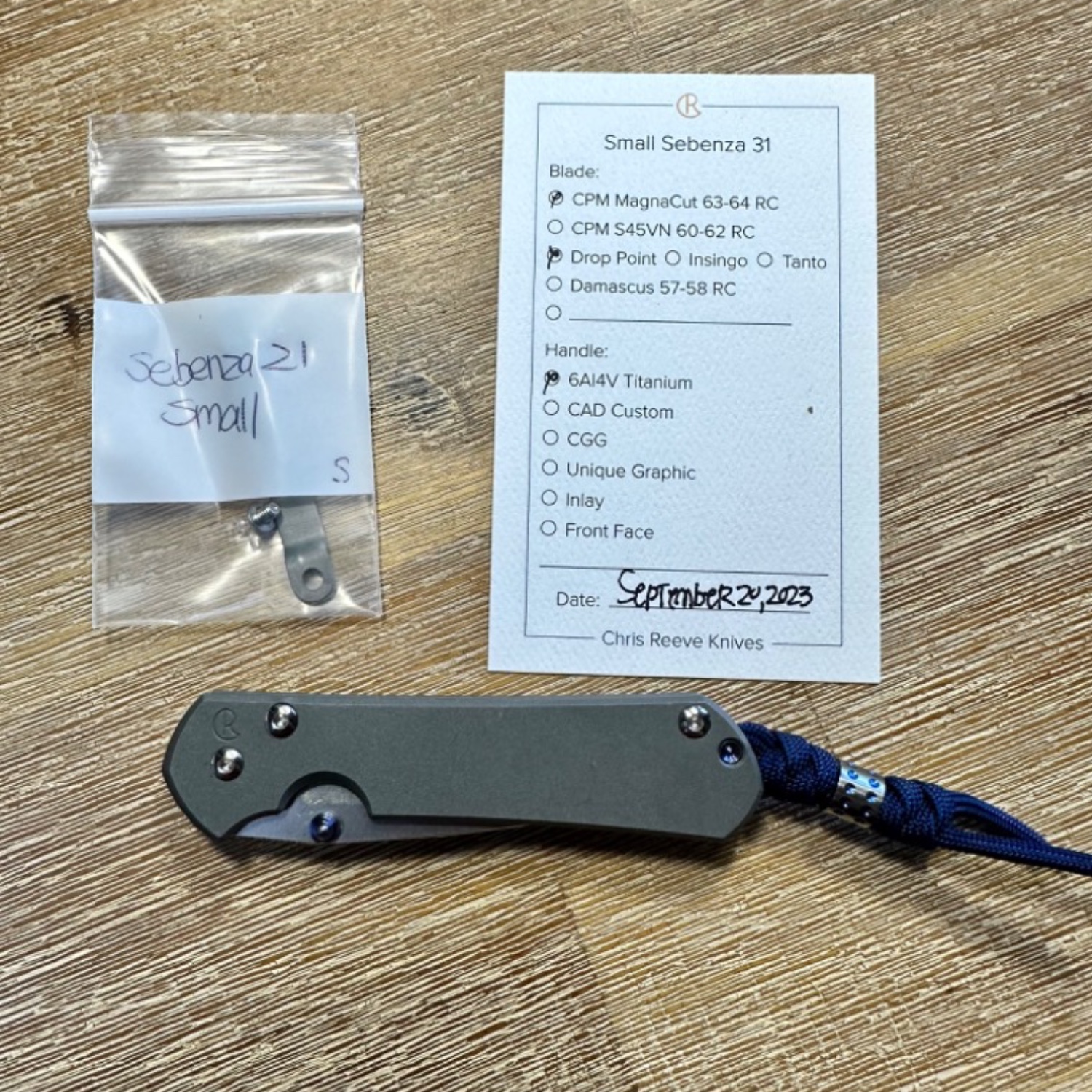Bladebinge - Sold to 1knife - Chris Reeves Sebenza 31 Small MagnaCut