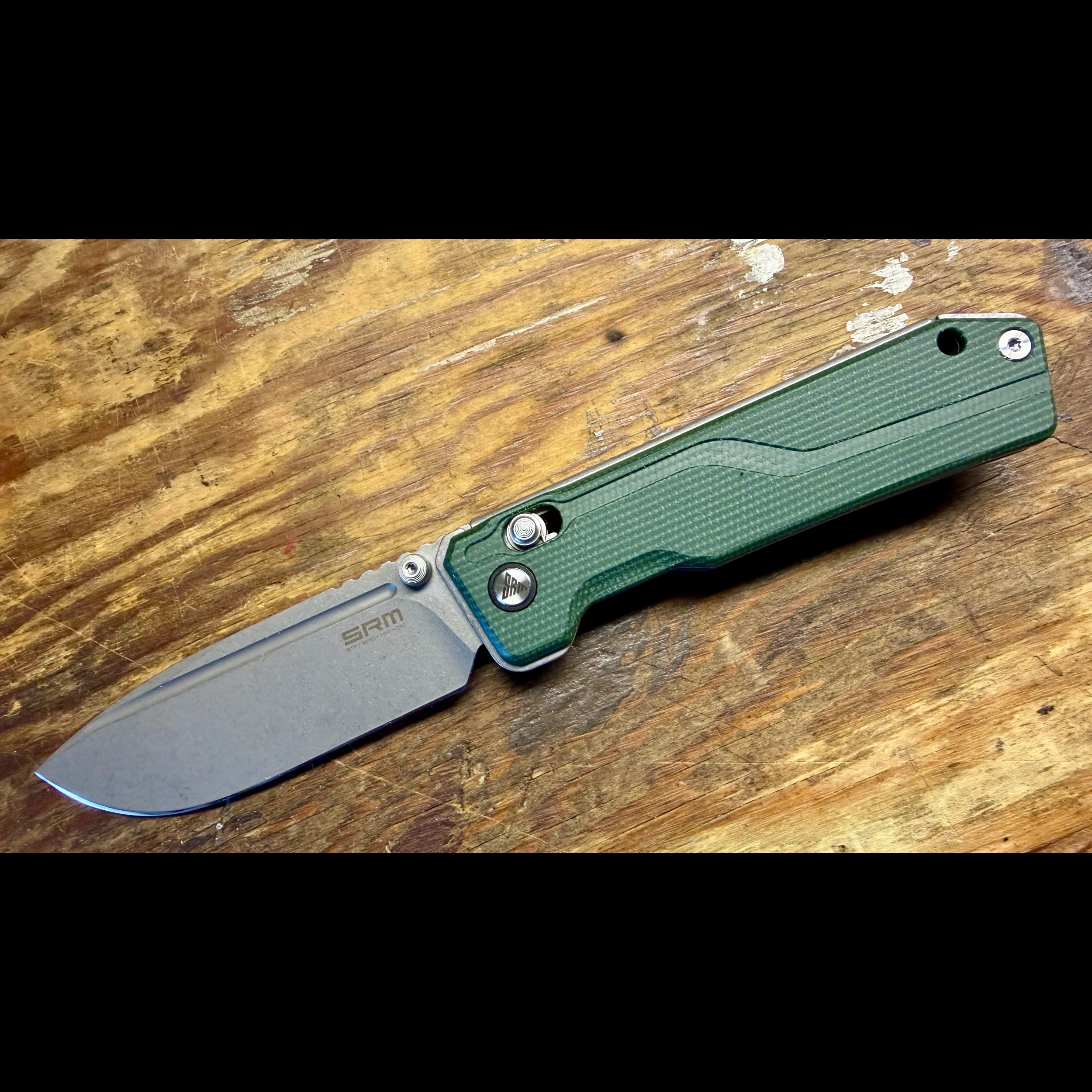 Bladebinge - SRM Knives Rubik 7228B-MG AMBI Lock Green Canvas Micarta ...