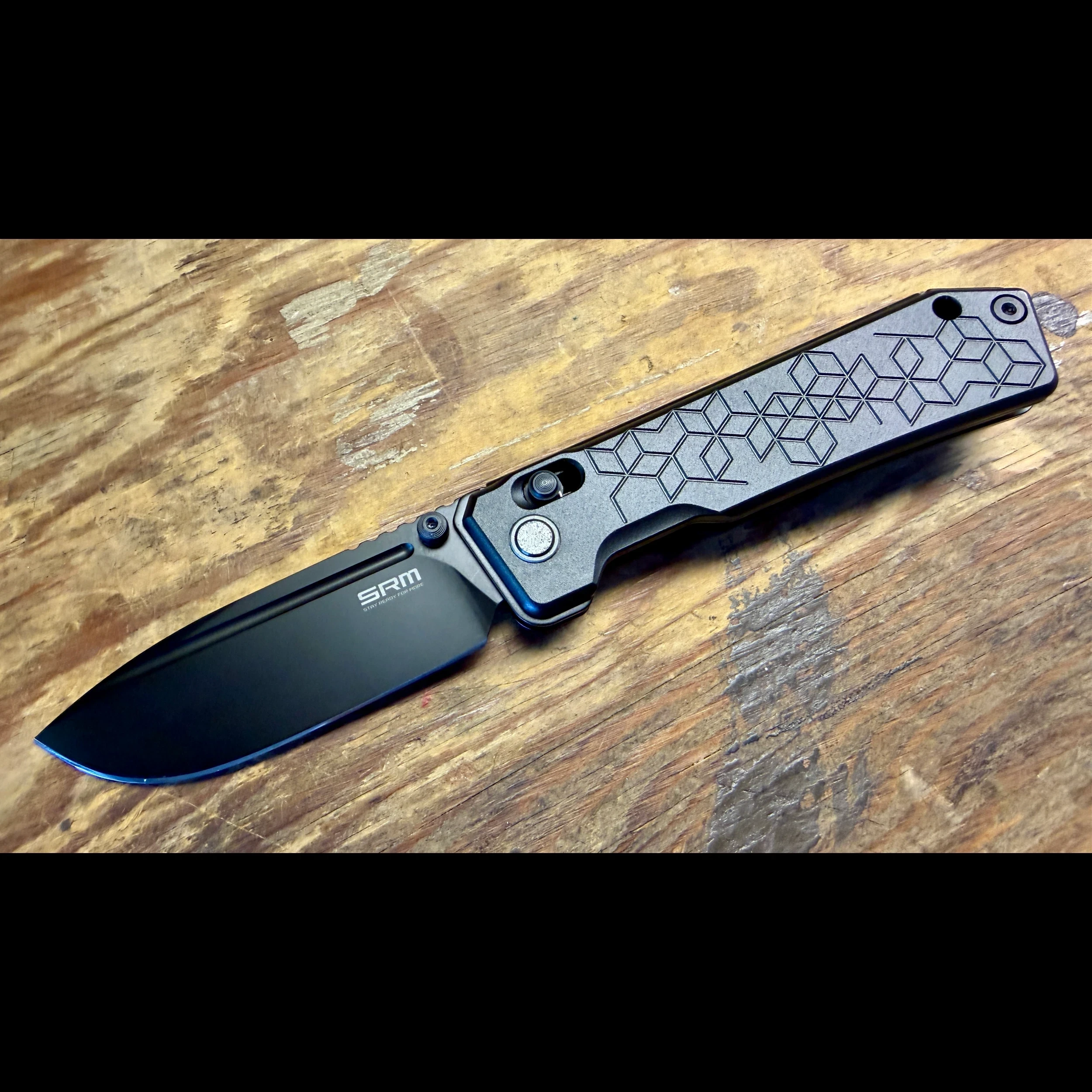 Bladebinge - SRM Rubik Ambi Lock Blackout Folding Knife Black Aluminum ...