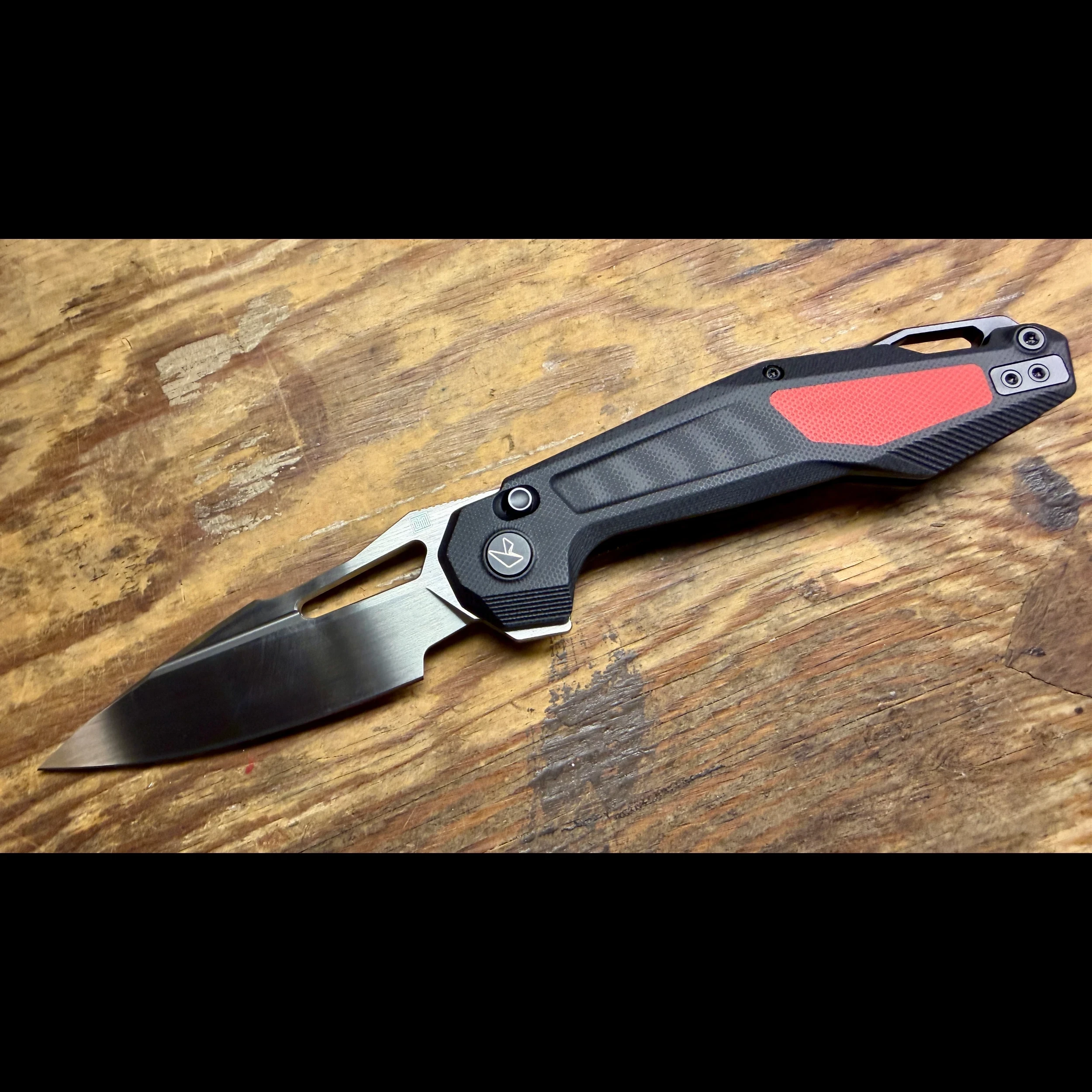 Bladebinge - KETUO GRIFFIN Button Liner Lock Knife Black G-10/Red G-10 ...