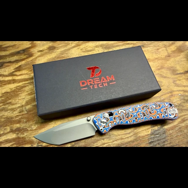 Bladebinge - DREAMTECH D4508MBO 14C28N Satin Drop point Blue/Orange ...