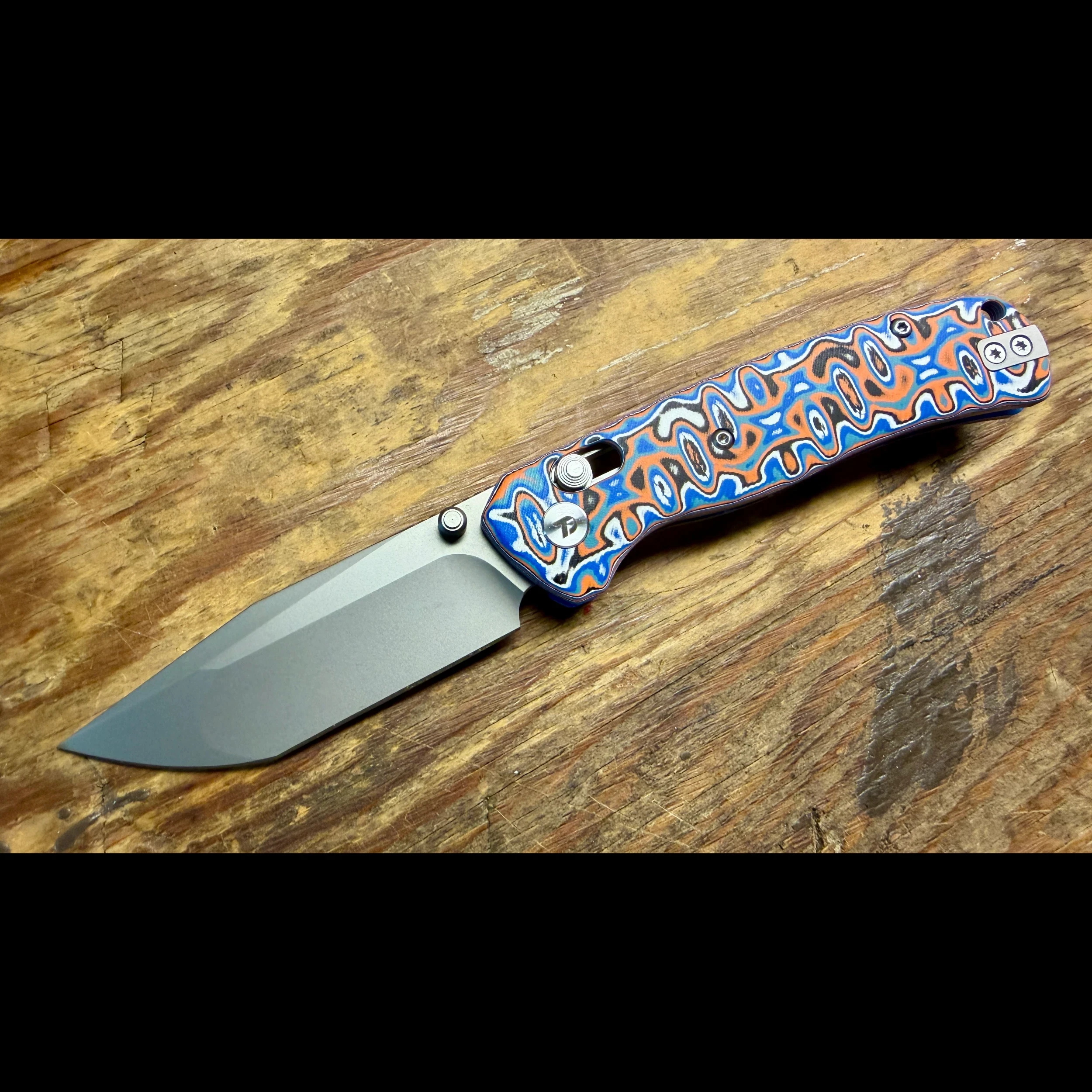 Bladebinge - DREAMTECH D4508MBO 14C28N Satin Drop point Blue/Orange ...