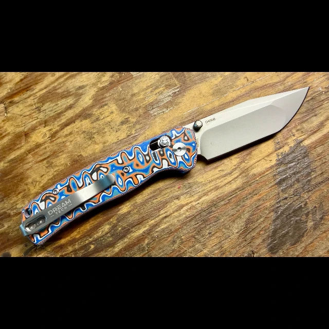 Bladebinge - DREAMTECH D4508MBO 14C28N Satin Drop point Blue/Orange ...