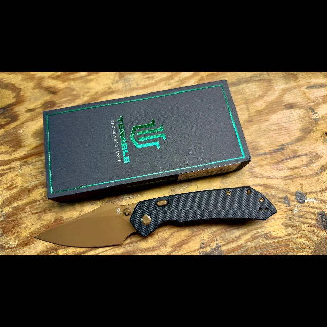 Bladebinge - TENABLE FENRIR Button Lock Knife Black G-10 Rose Gold ...