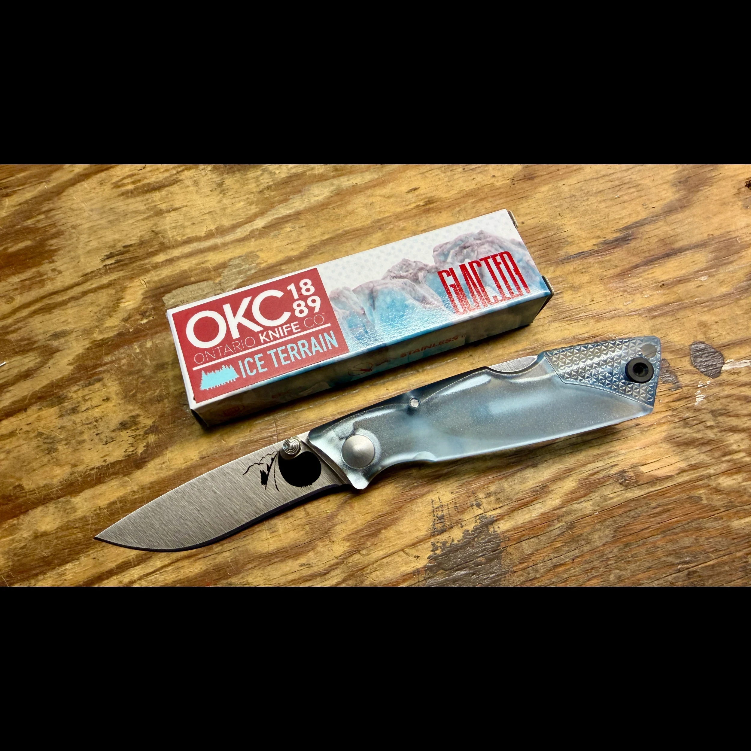 Bladebinge - ONTARIO KNIFE COMPANY ICE SERIES: GLACIER Lockback Blue ...