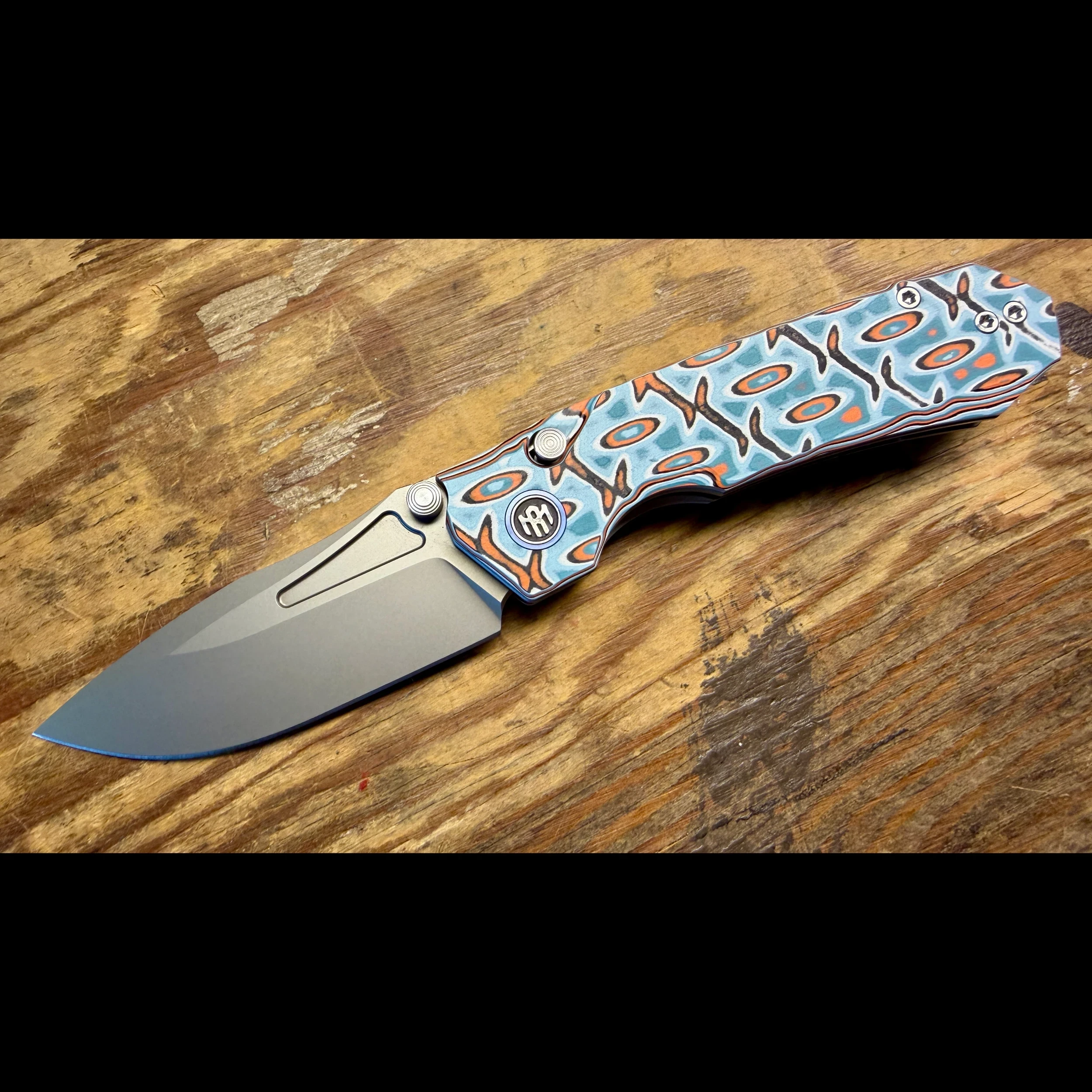 Bladebinge - REMETTE RHINO Blue/Orange G-10 Raindrop pattern ...