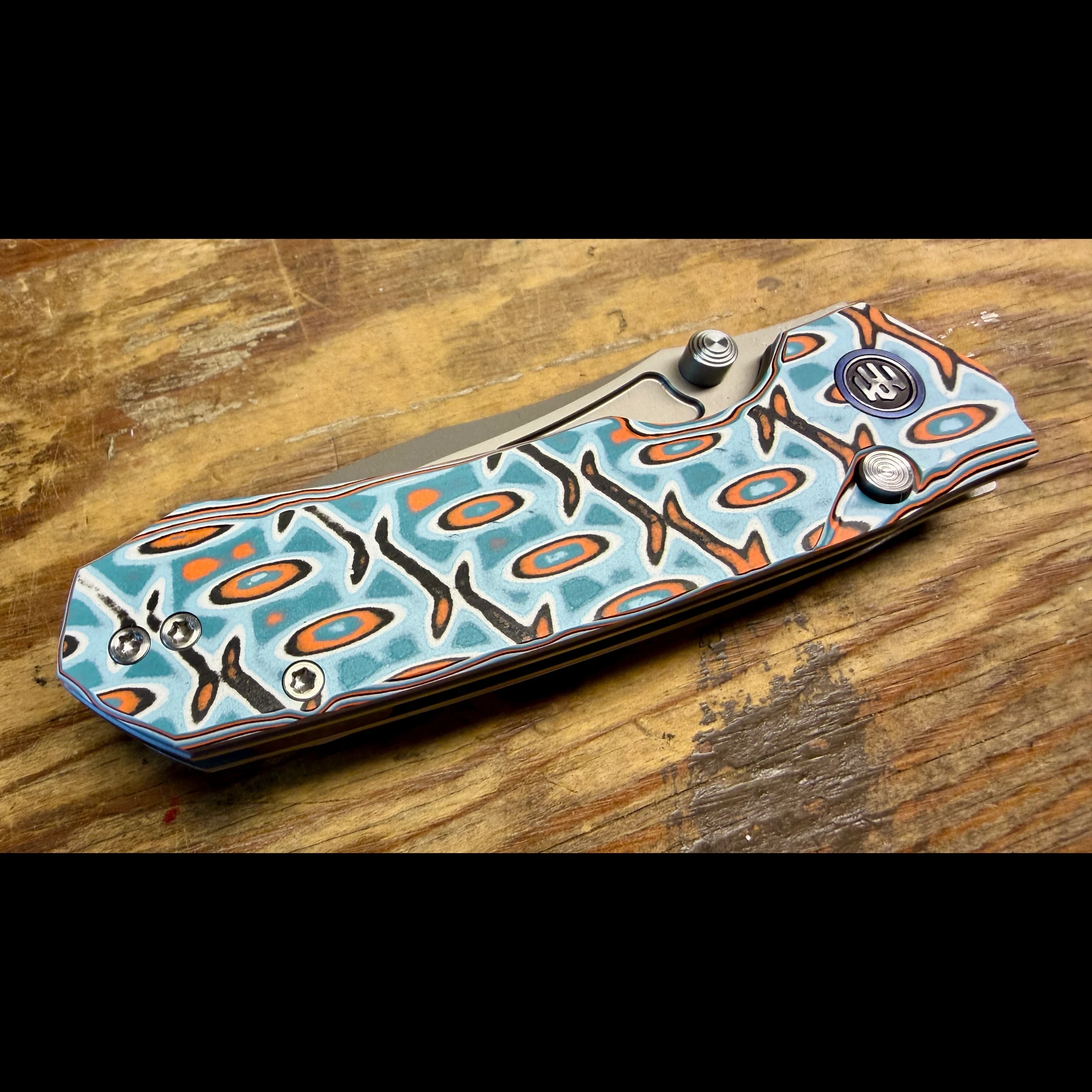 Bladebinge - REMETTE RHINO Blue/Orange G-10 Raindrop pattern ...