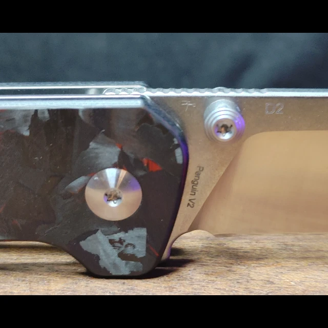 Bladebinge - QSP - Penguin - Liner Lock D2 Blade Red Shredded CF ...