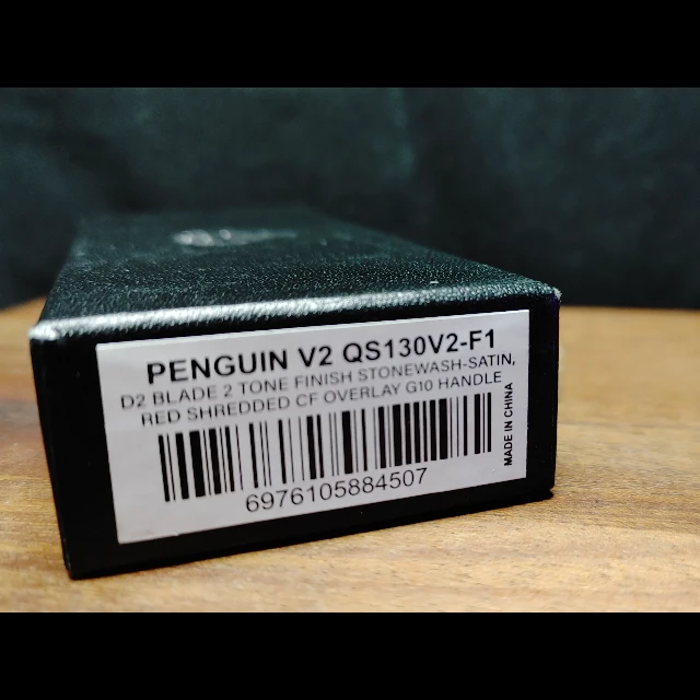 Bladebinge - QSP - Penguin - Liner Lock D2 Blade Red Shredded CF ...