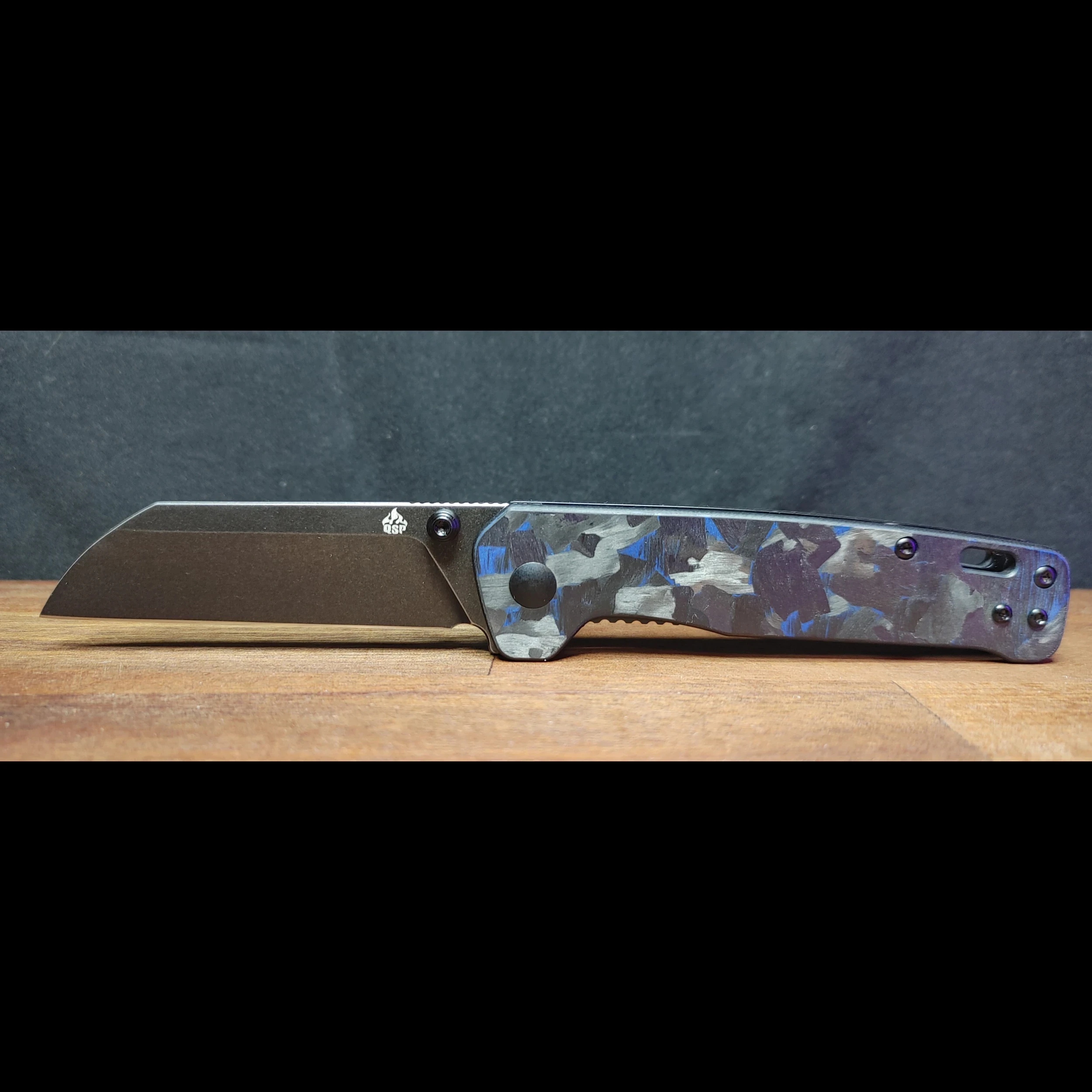 Bladebinge - QSP - Penguin - Liner Lock D2 Blade Blue Shredded CF ...