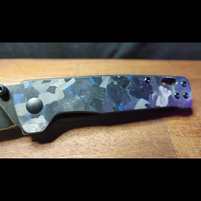 Bladebinge - QSP - Penguin - Liner Lock D2 Blade Blue Shredded CF ...