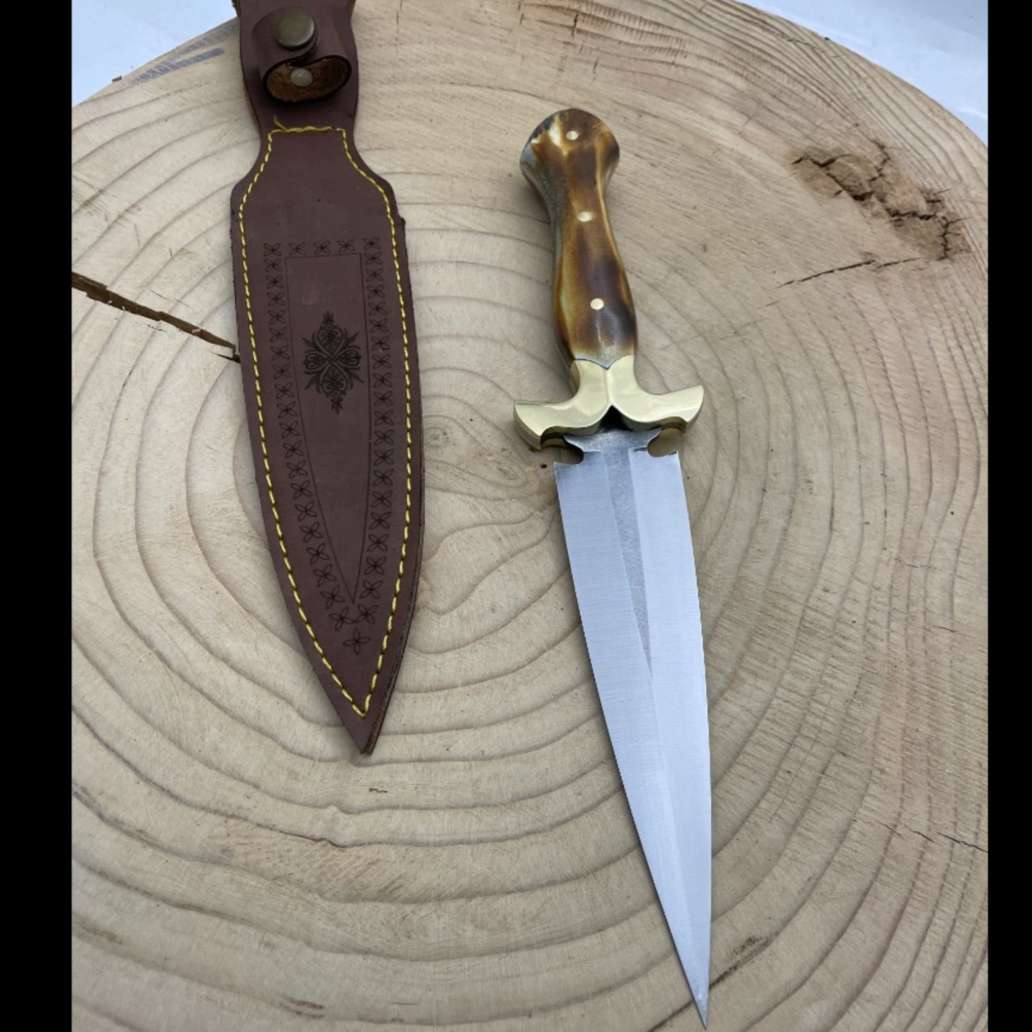 Bladebinge - Renaissance Dagger with Stag Handle Stainless Steel Blade ...
