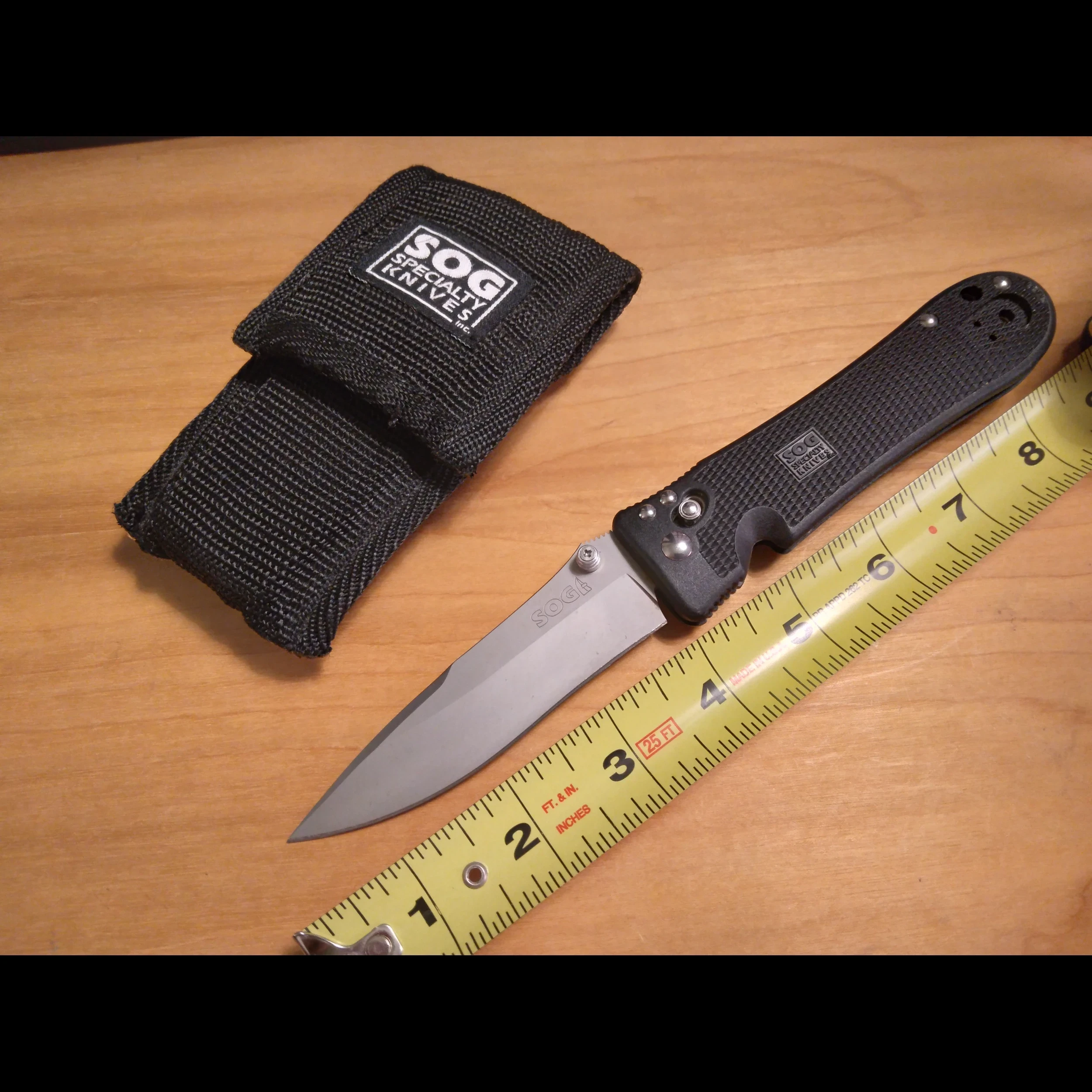 Bladebinge - Rare SOG Spec Elite 1 Folding Knife with Clip and Sheath Seki Japan Very Fine Condition