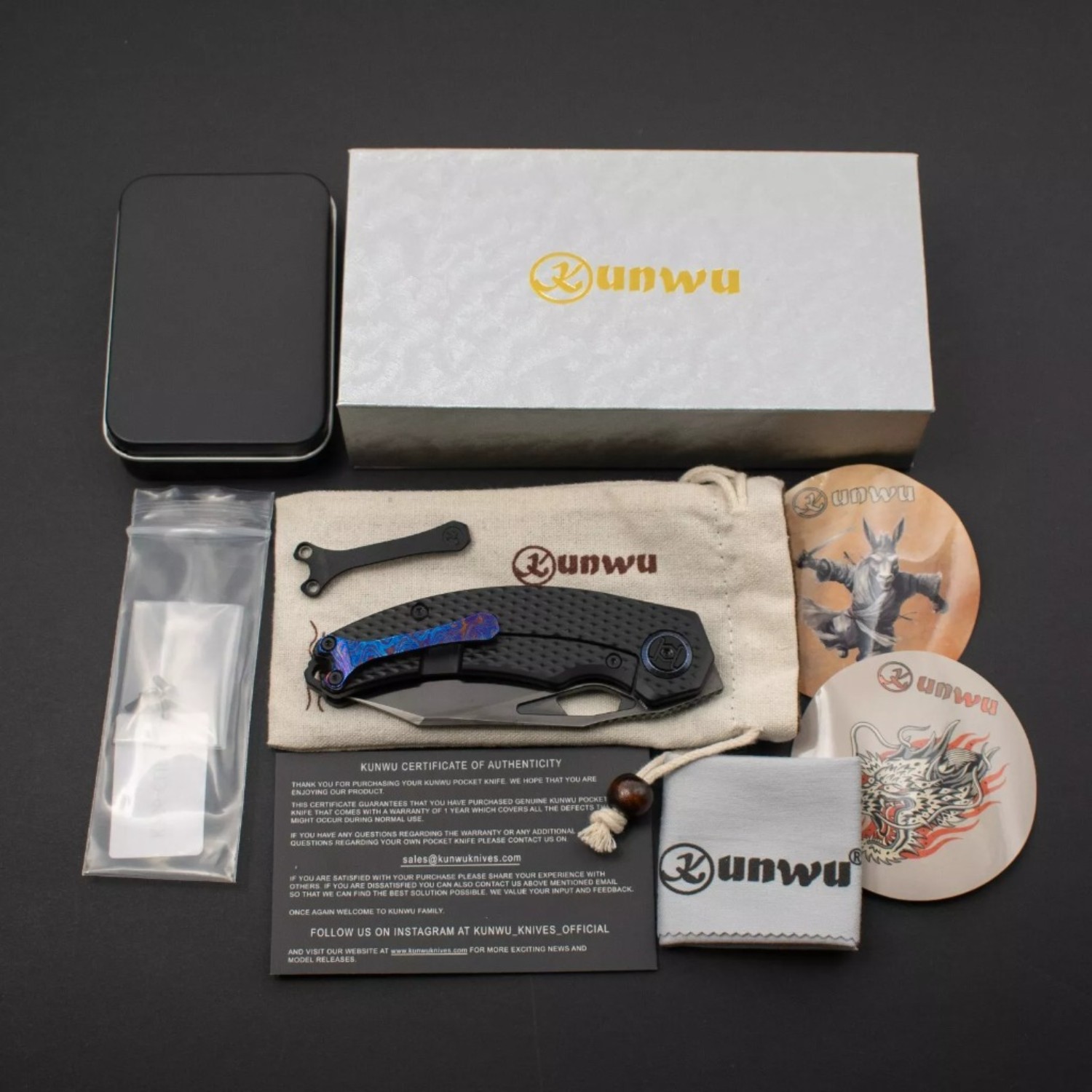 Bladebinge - Kunwu Knives REC Compadre with Timascus Clip, DLC Vanax, Diamond Ti #122 BNIB!