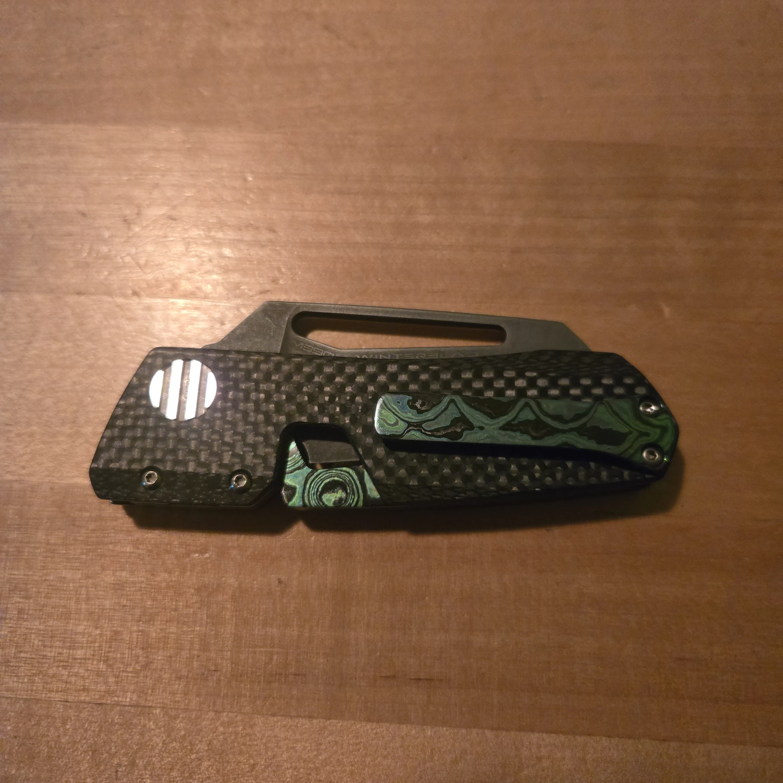 Bladebinge - Winterblade Factor Green Timascus, Titanium, Carbon Fiber
