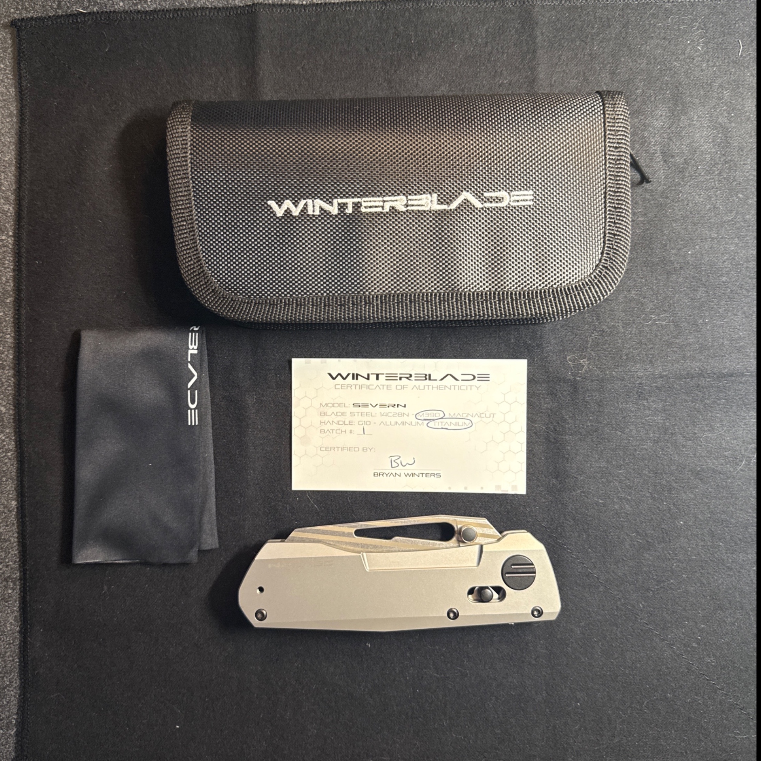 Bladebinge - Winterblade Severn Laser Bacon M390 blade (New)