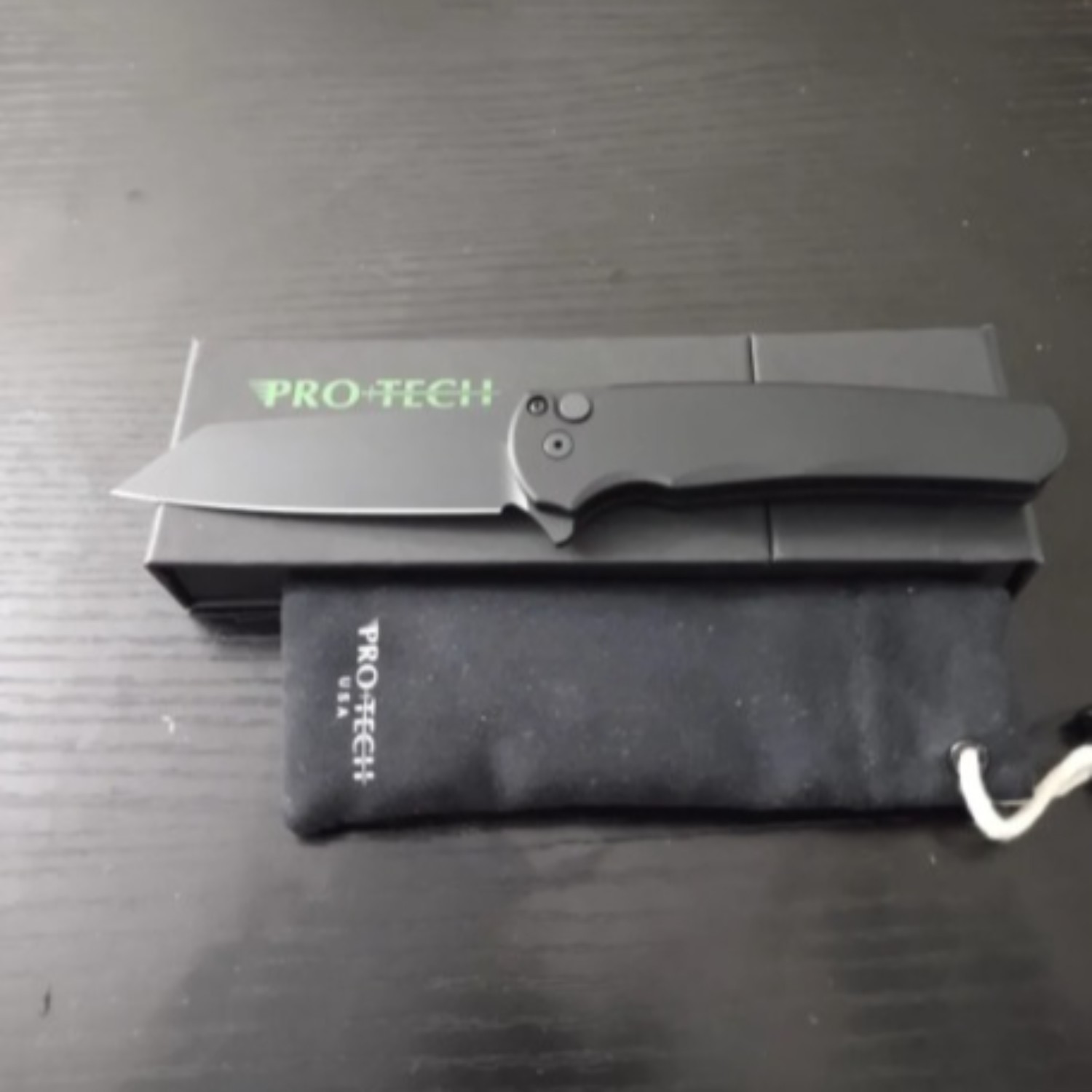 Bladebinge - Pro Tech Malibu Flipper 5203 Black Handle DLC Reverse Tanto Blade New In Box!