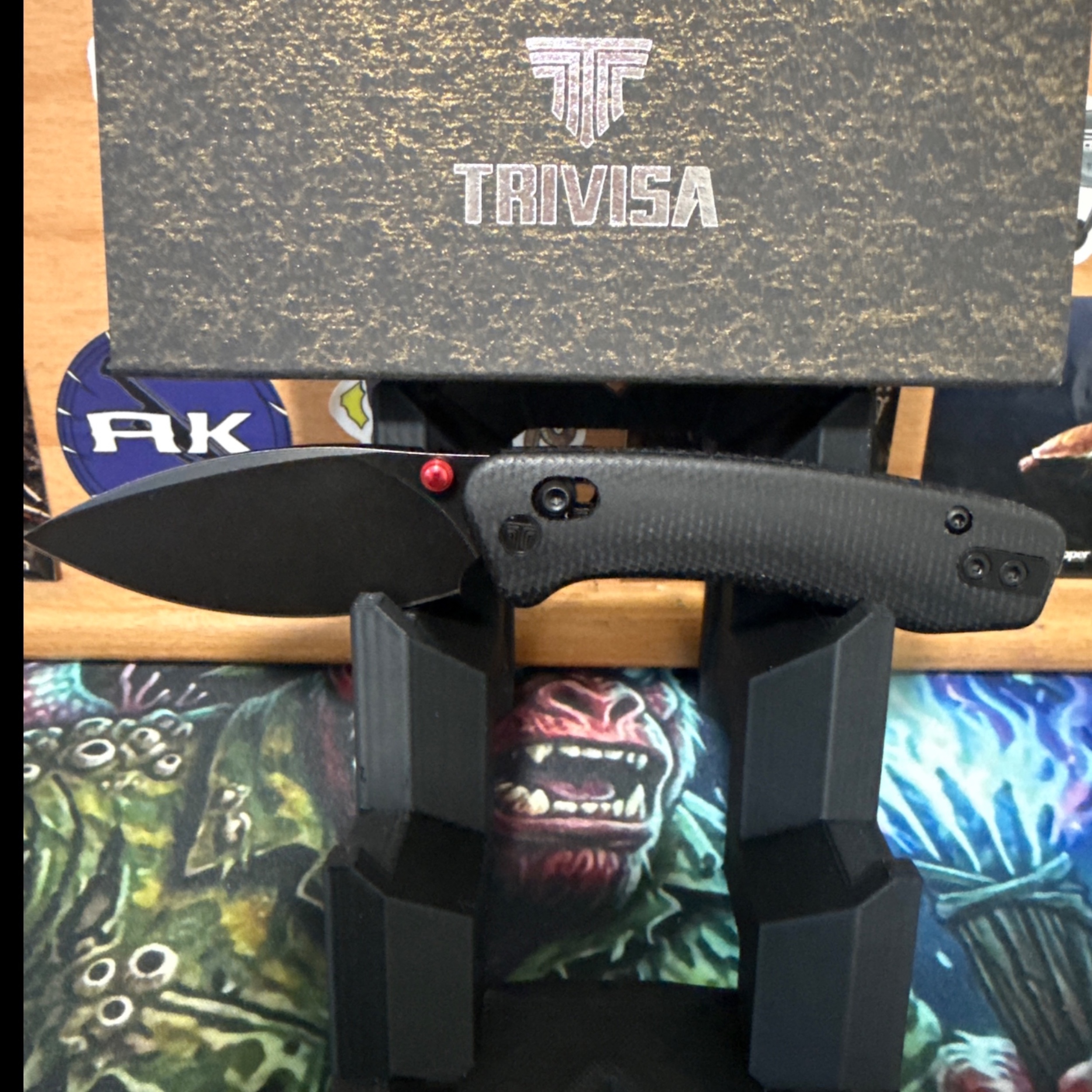 Bladebinge - TRIVISA KOALA FOLDING KNIFE BLACK MICARTA HANDLE N690 ...