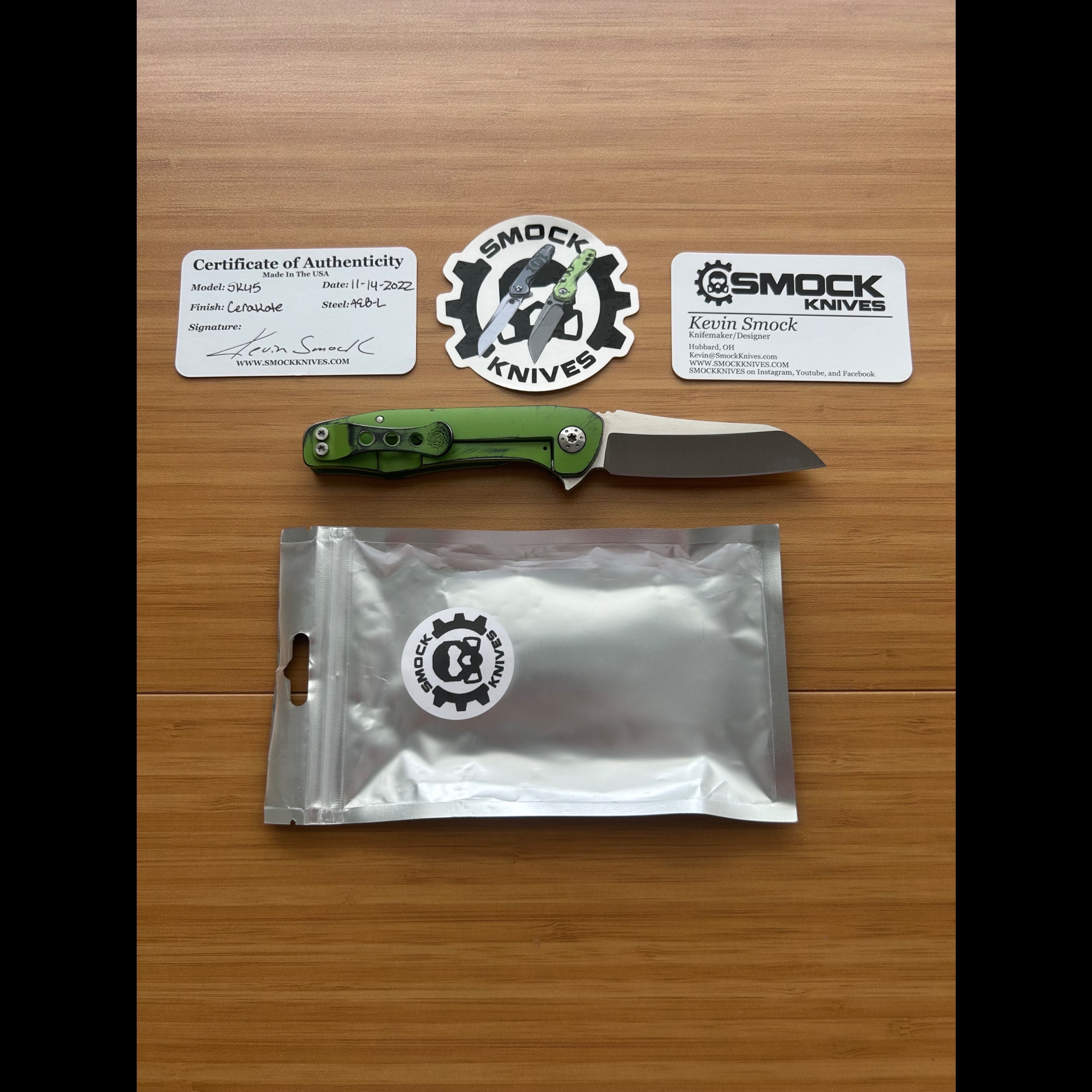 Bladebinge - Smock Knives Custom SK45 - Toxic Green Cerakote Ti ...