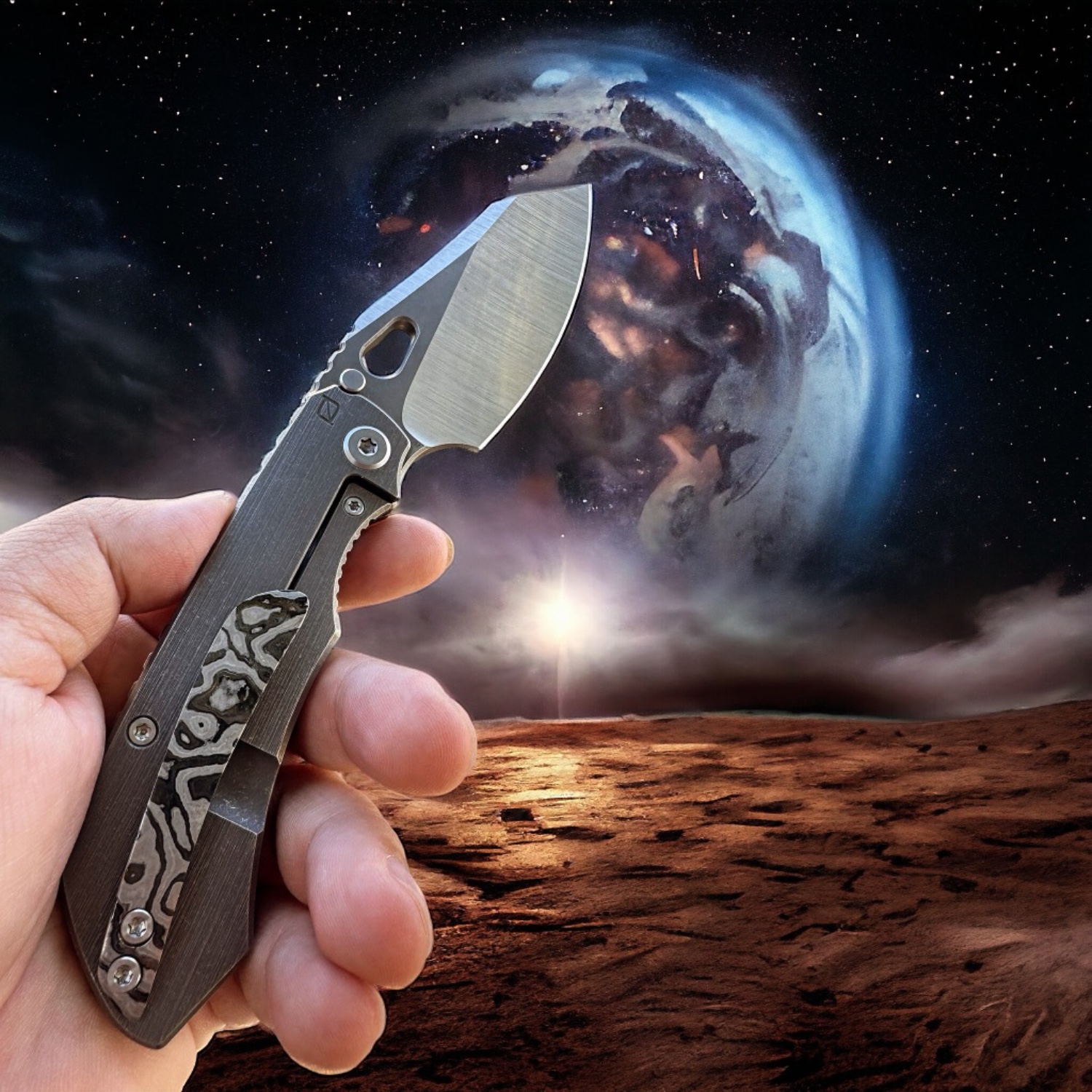 Bladebinge - Custom Knife Factory CKF Rotten 3.0 Timascus Clip Titanium ...