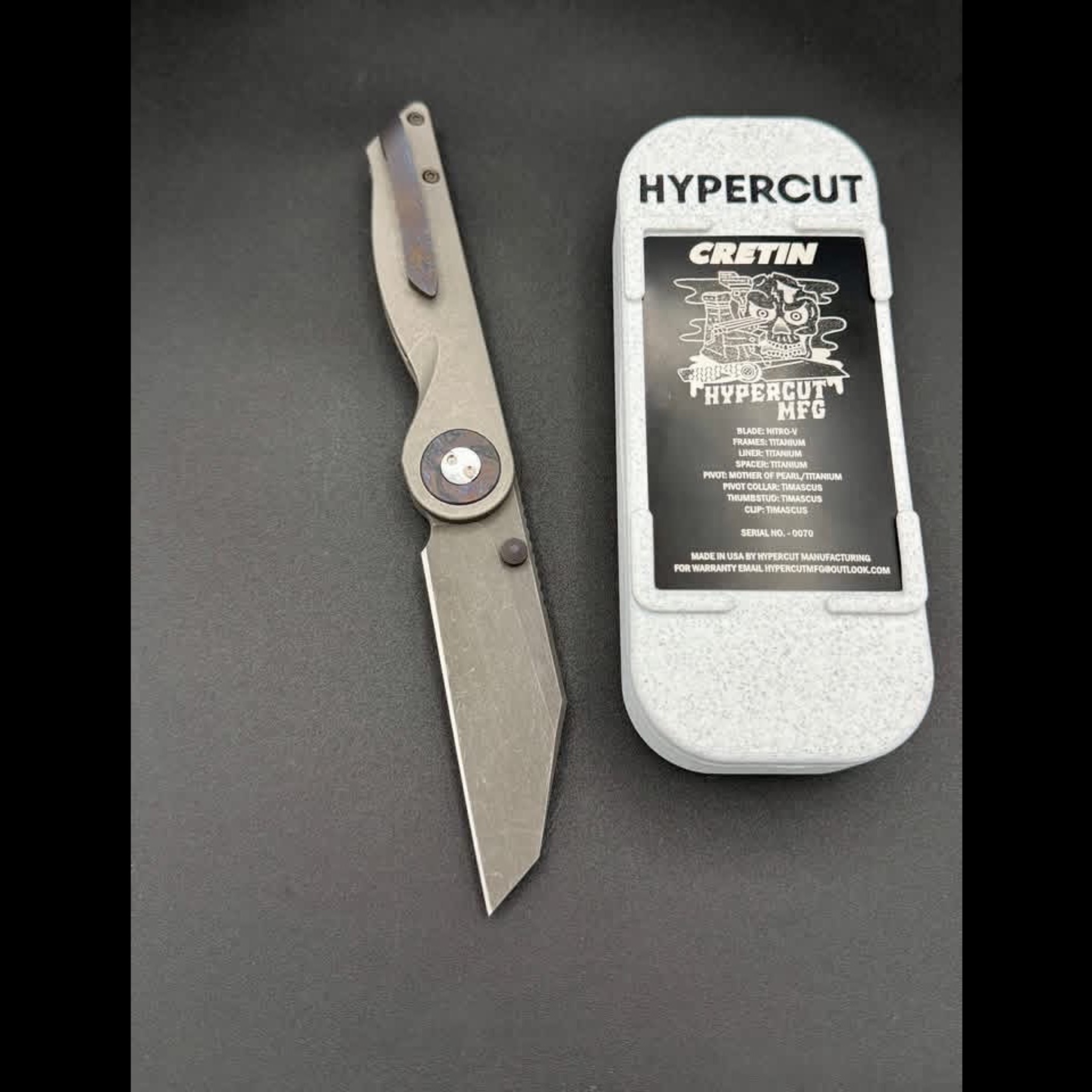 Bladebinge - 🔥🔥 Hypercut Cretin Black Timascus Kit Titanium Knife USA Folder Nitro V Blade🔥🔥🥷👍