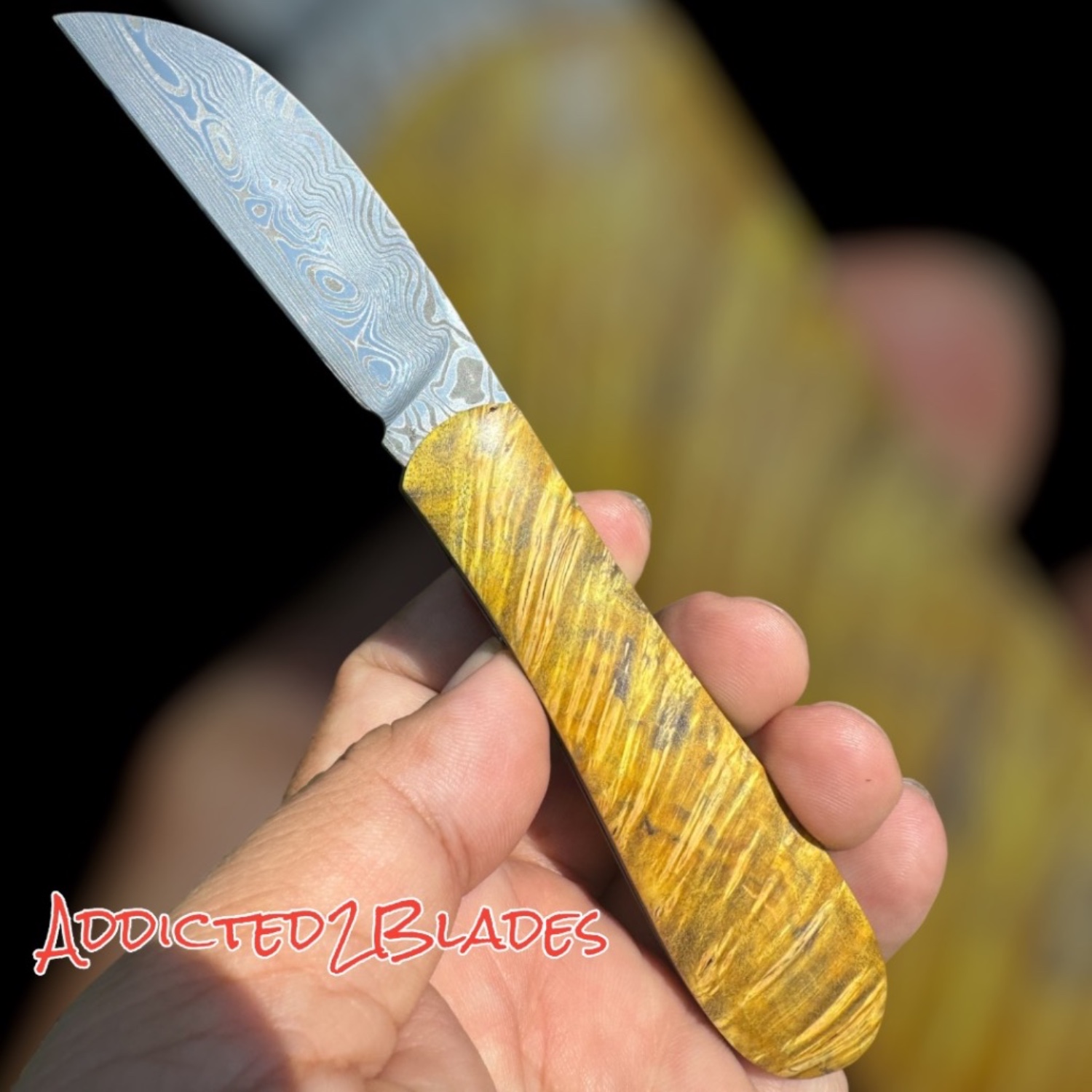 Bladebinge - 🔥🔥Tinus Stone SlipJoint Vinland Damasteel Dyed Maple Burl Companion Knife Folder