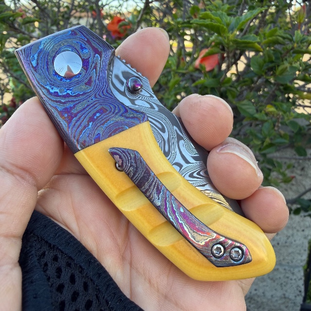 Bladebinge - 🔥🔥 David Mosier Horror Business Damascus Timascus Micarta ...