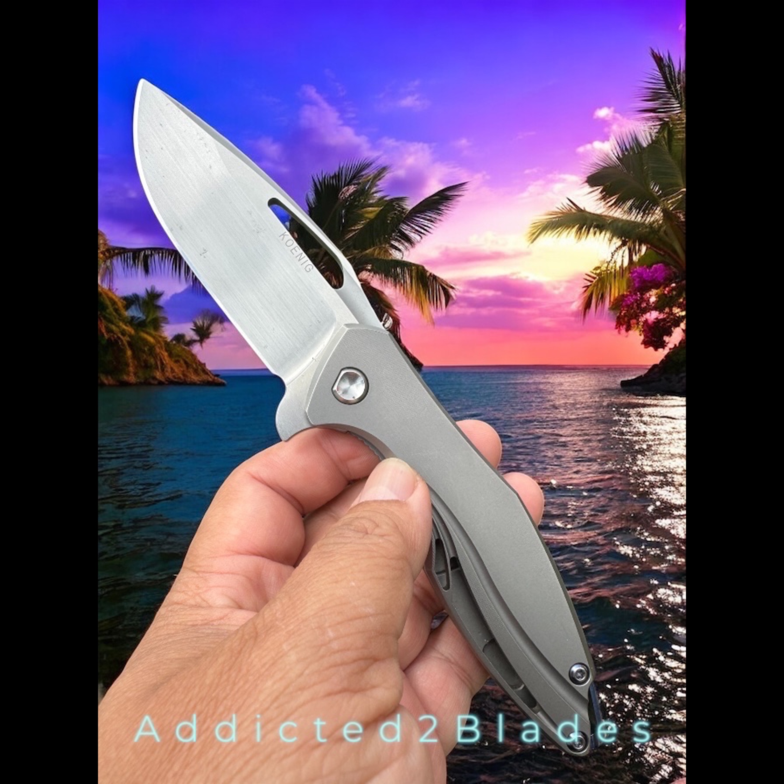 Bladebinge - 🔥🔥 Gen 2 Koenig Arius Style 55 Titanium Knife #042 Hand ...