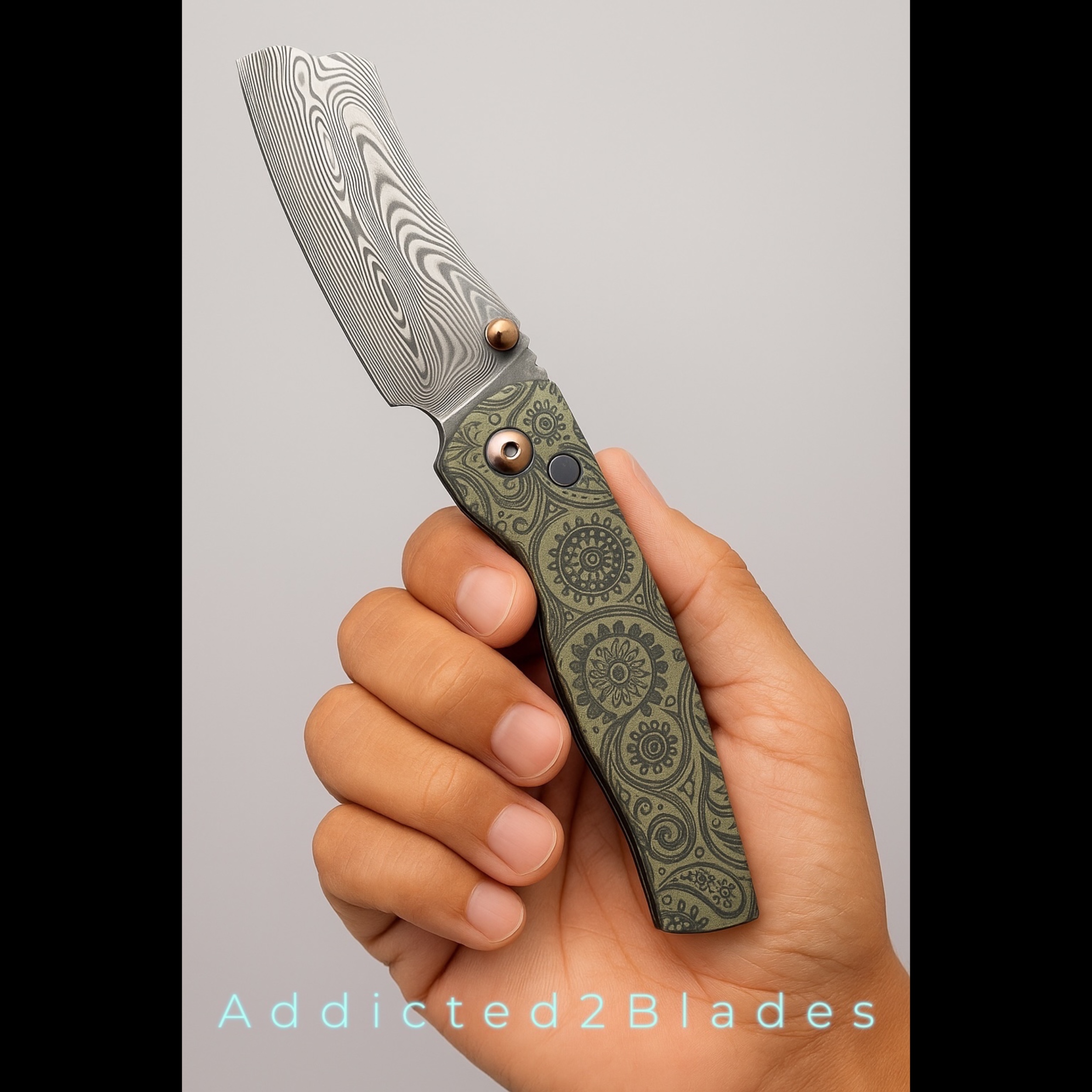 Bladebinge - 🔥🔥 Berg Blades Barber Titanium Knife Damascus Blade BergBlades Button Serpent Run🔥🔥🥷🙌