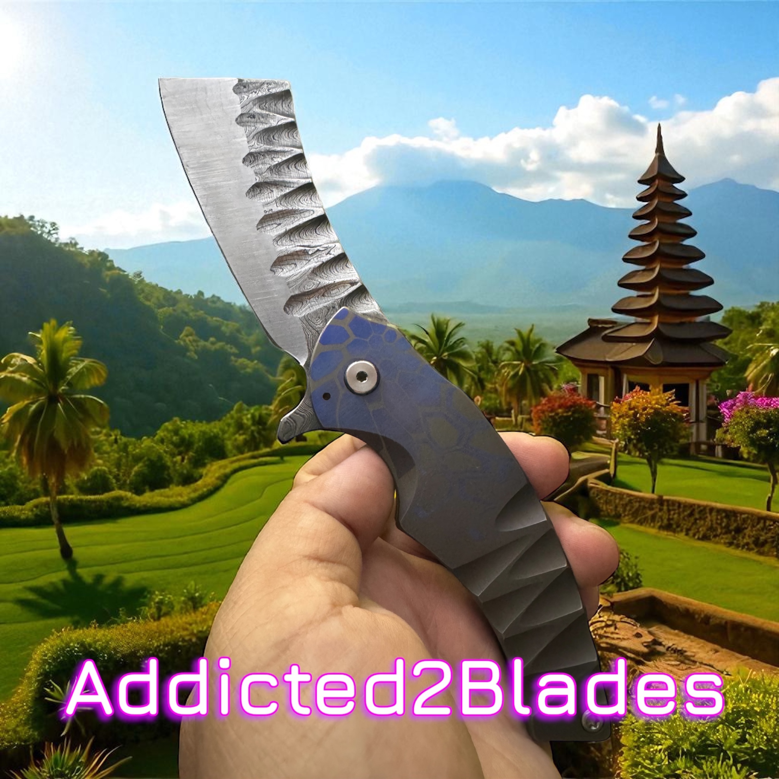 Bladebinge - 🔥🔥 Scorpion 6 Varangian Damascus Titanium Knife 3.5” Blade Custom Folder🔥🔥🥷👍