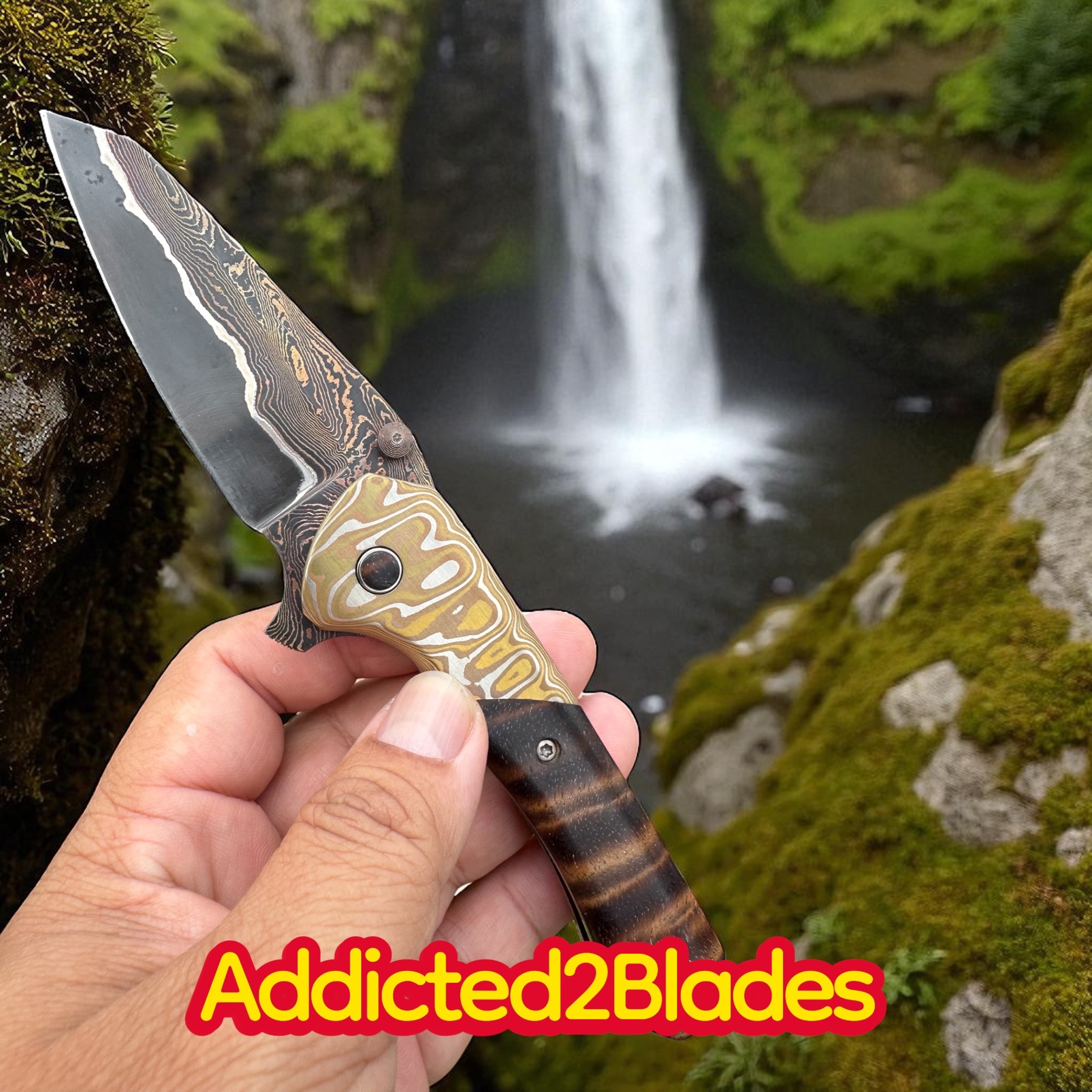 Bladebinge - 🔥🔥 Freeman Knives Cassie Custom Damascus Blade Knife Hawaiin Koa Titanium Folder🔥🔥🥷👌