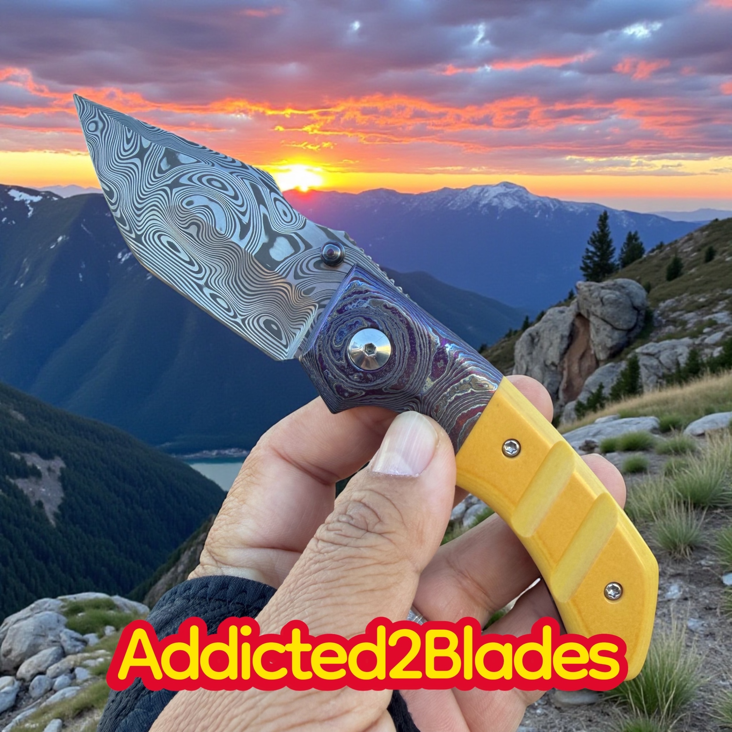 Bladebinge - 🔥🔥 David Mosier Horror Business Damascus Timascus Micarta ...